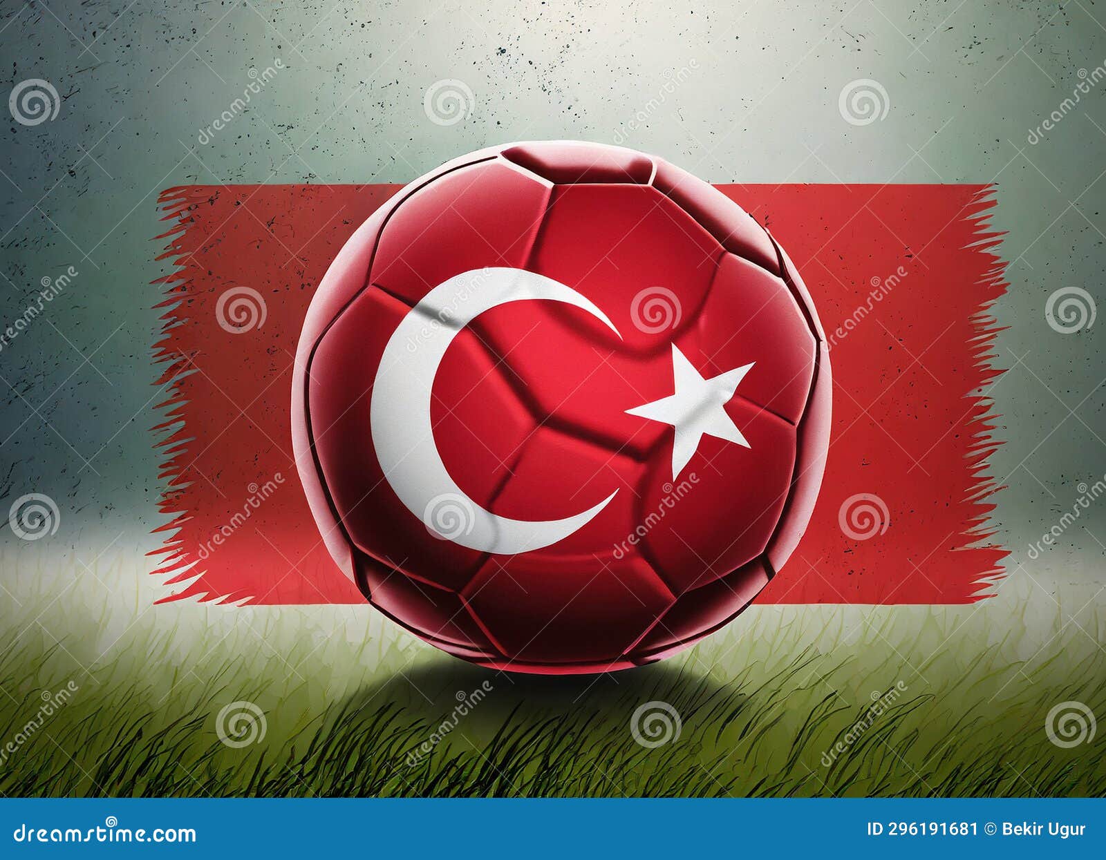 Illustration of a Turkey Flag with the Soccer Ball Stock Illustration ...
