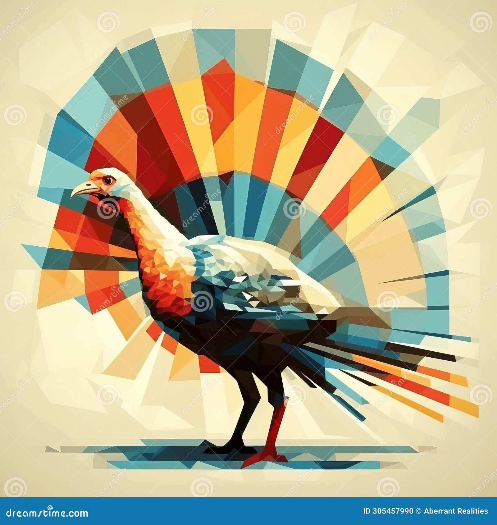 An Illustration of a Turkey with Geometric Shapes Stock Illustration ...