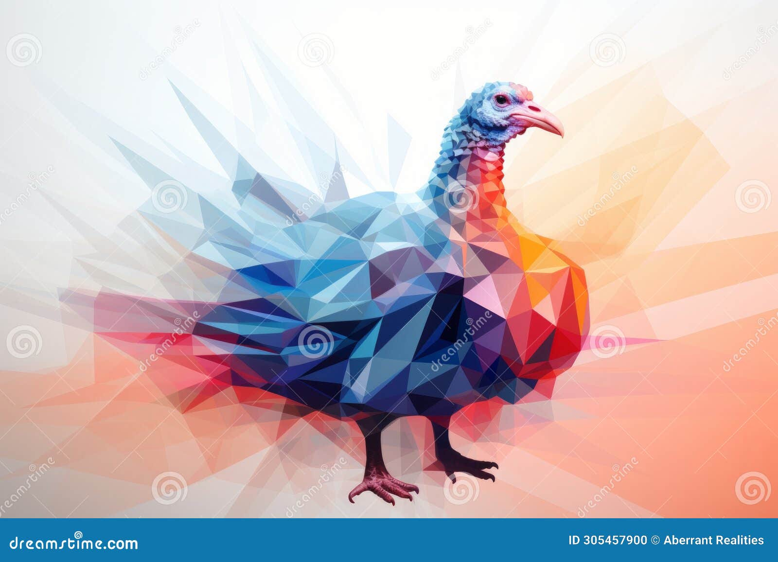 An Illustration of a Turkey Made of Geometric Shapes Stock Illustration ...