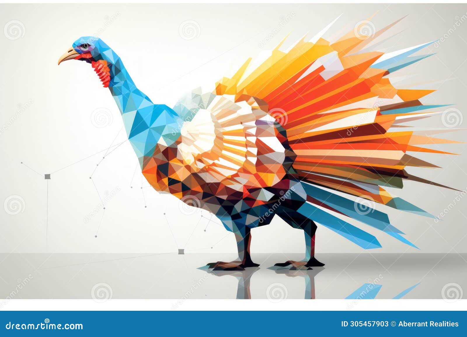 An Illustration of a Turkey Made of Geometric Shapes Stock Illustration ...