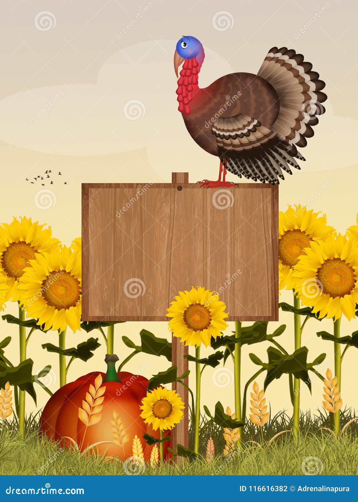Turkey on sign stock illustration. Illustration of funny - 116616382