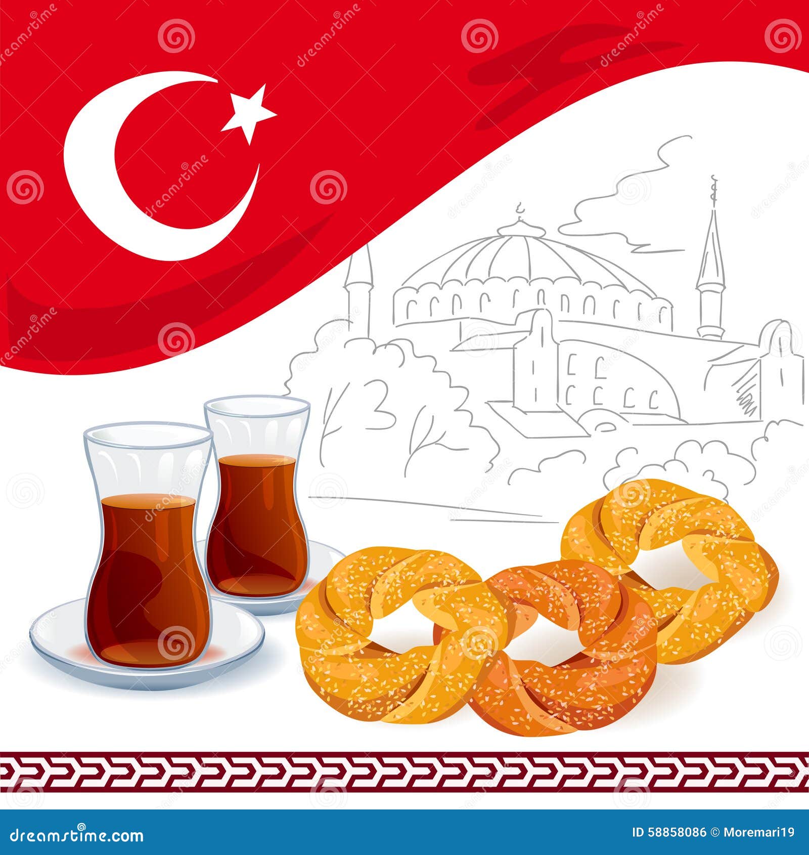 Illustration with Turkish Elements Stock Vector - Illustration of ...