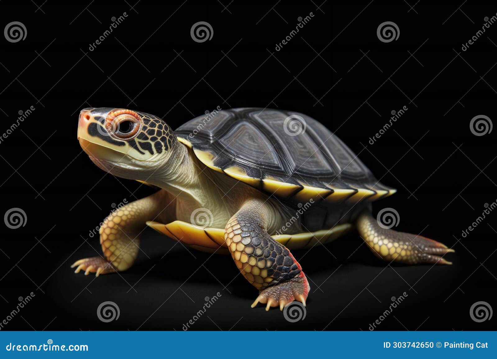 Turtle on Black Background, High Resolution Stock Illustration ...