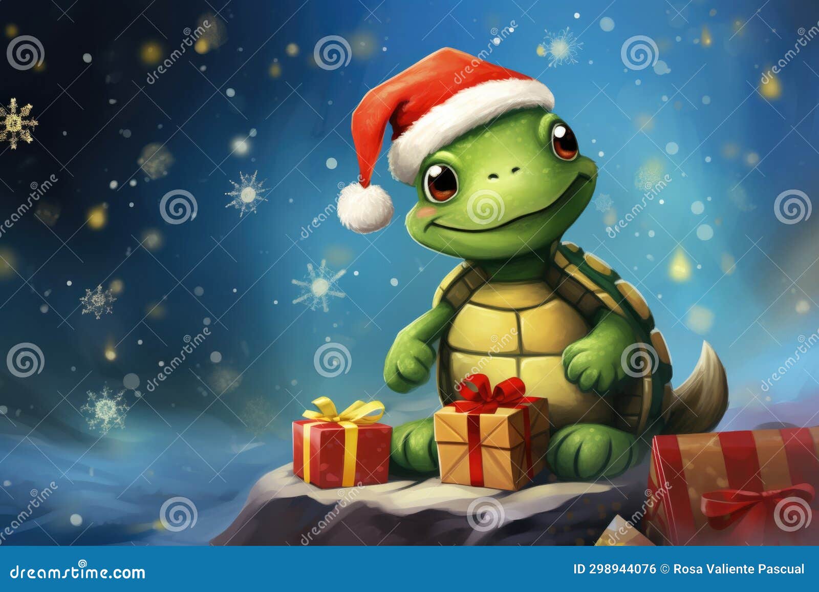 Illustration of Turtle with Christmas Gifts Stock Illustration ...