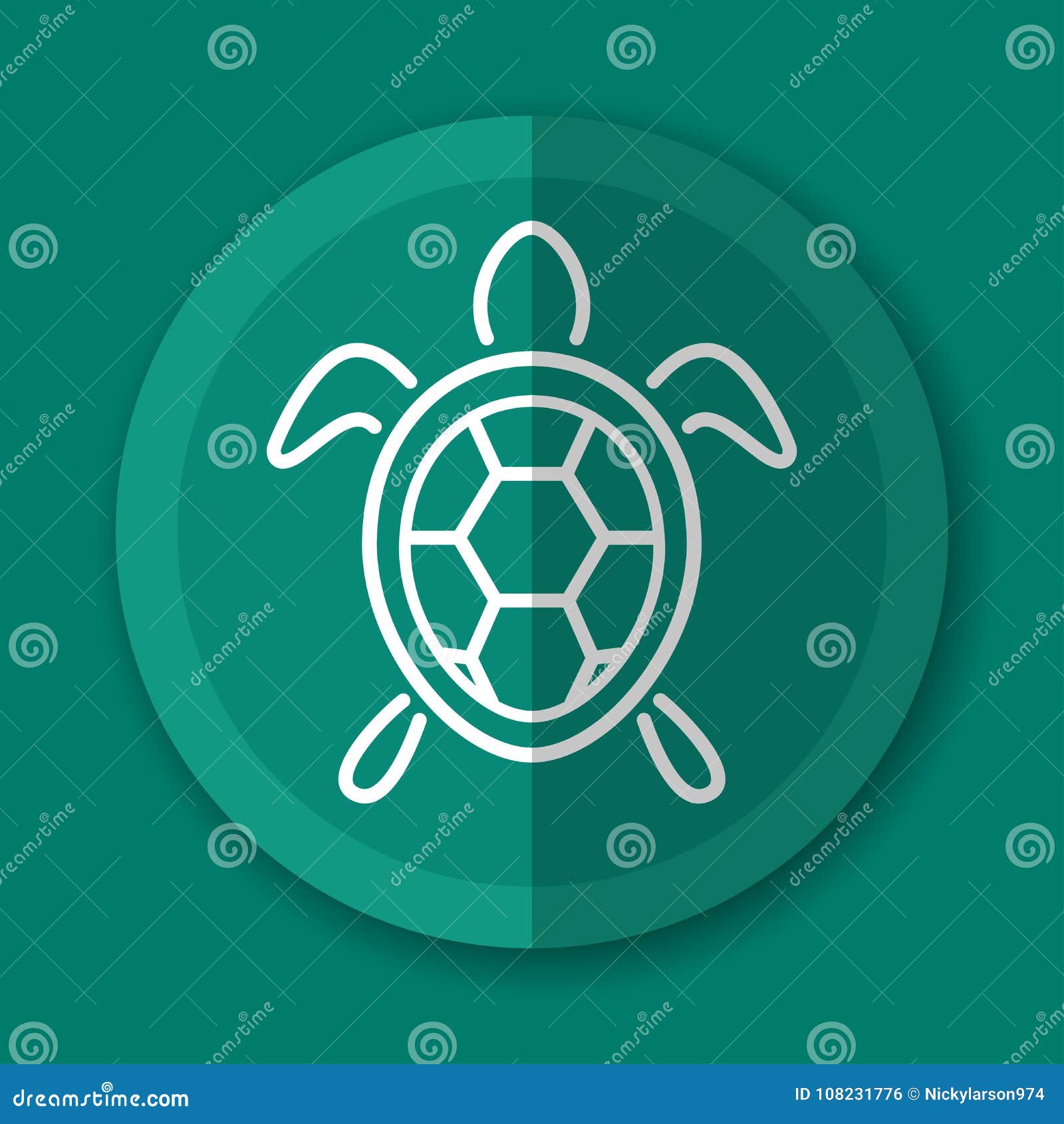 Turtle Icon Flat Design Concept Stock Vector - Illustration of animal ...