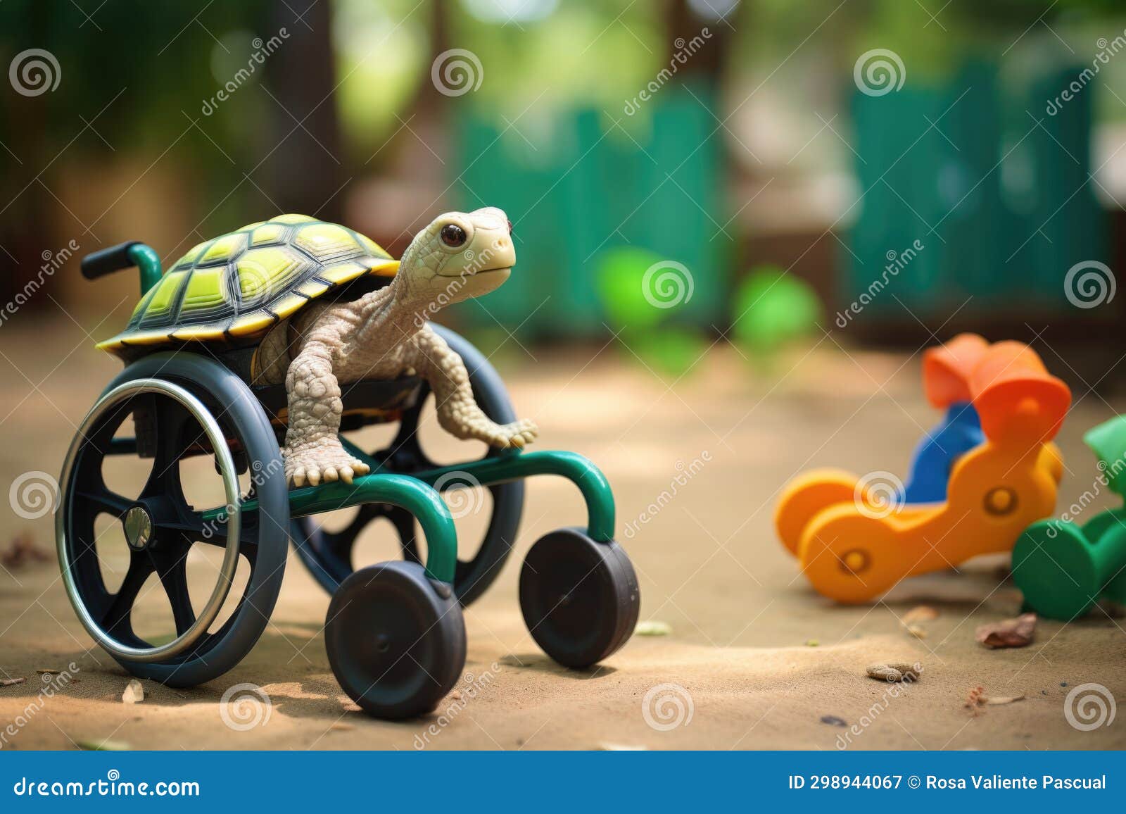 Illustration of Turtle with Motor Disability in the Park Stock ...