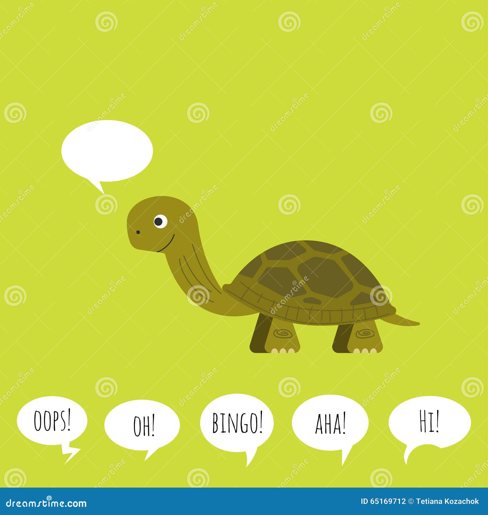 Illustration of Turtle with Speech Bubble. Flat Style Stock Vector ...