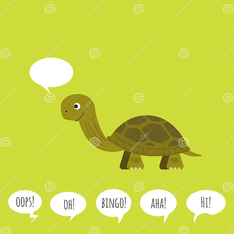 Illustration of Turtle with Speech Bubble. Flat Style Stock Vector ...