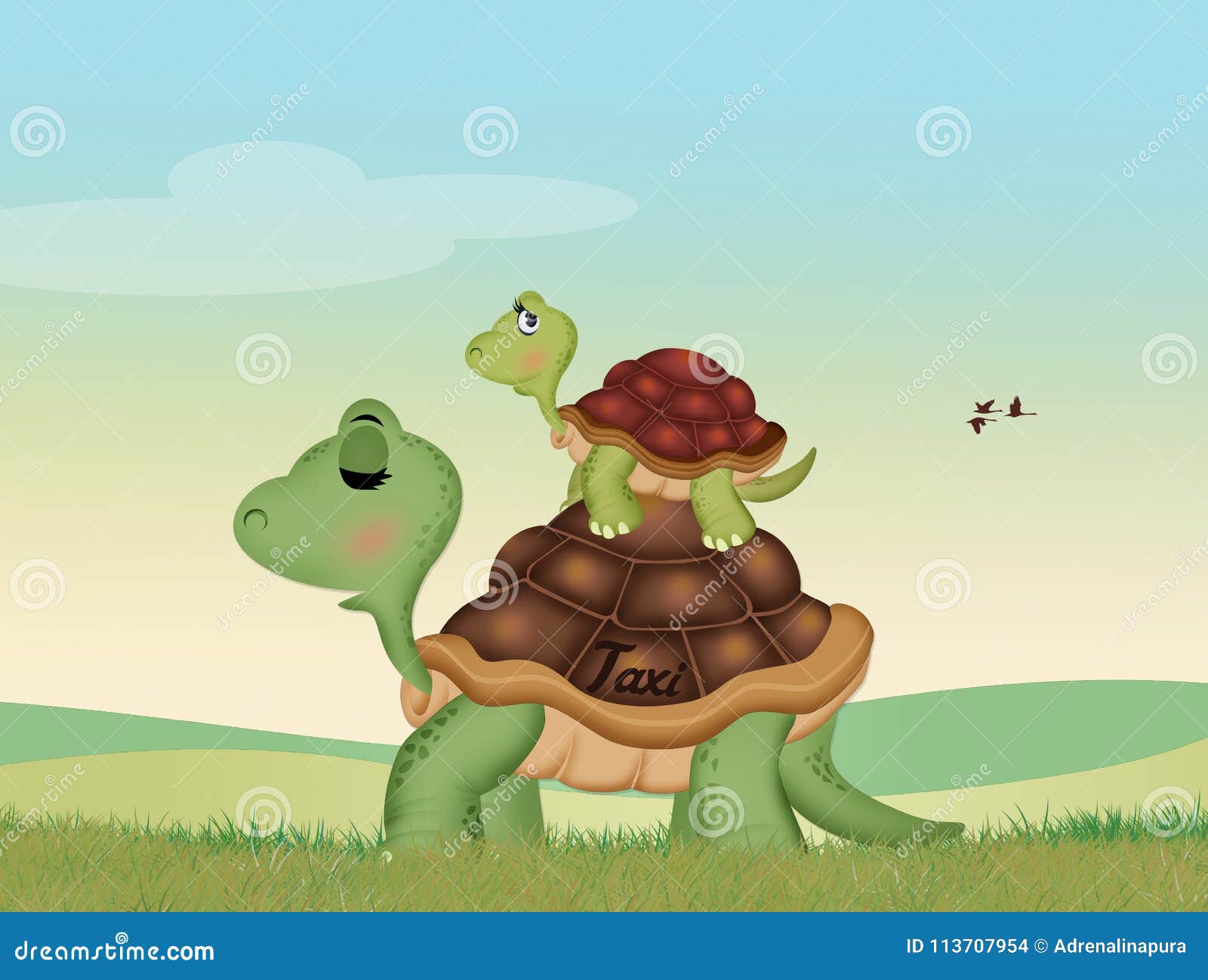Illustration of Turtle Taxi Stock Illustration - Illustration of turtle ...