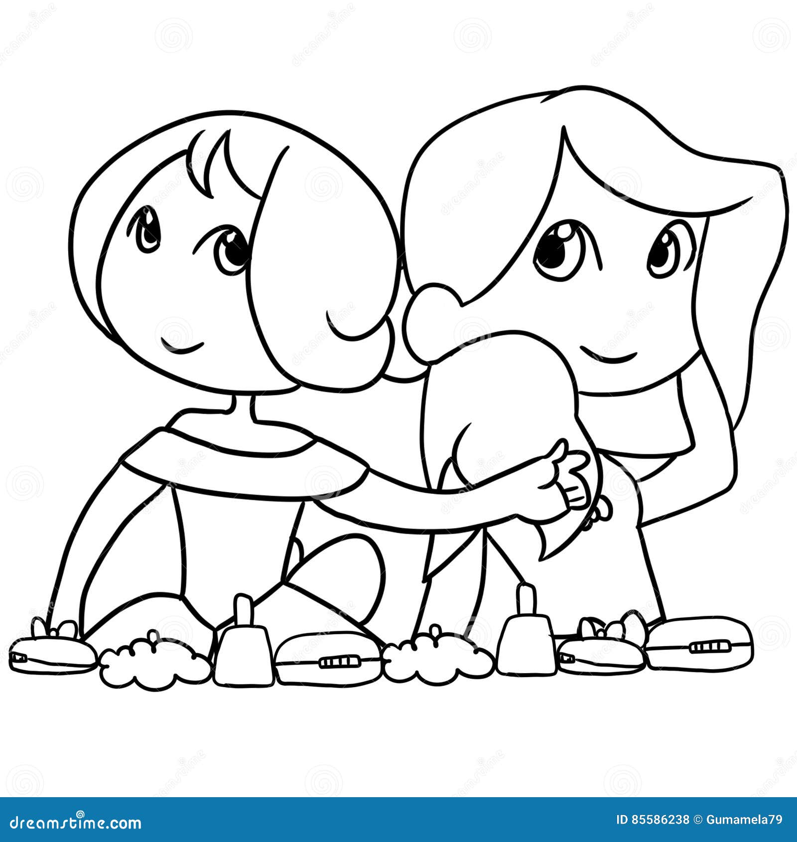 Two Princesses Having Tea Coloring Sheet Royalty-Free Cartoon ...