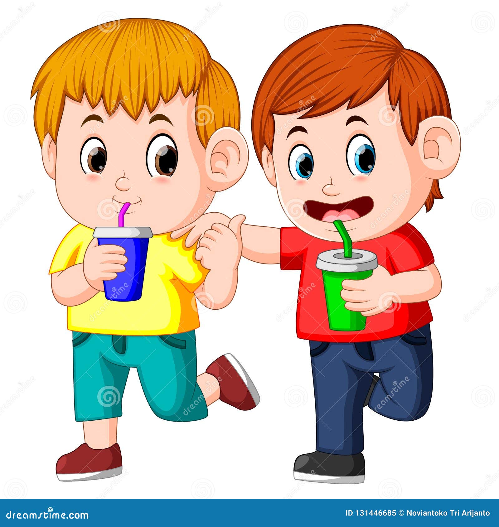 Two Boy Drinking Soda on Paper Cup Stock Vector - Illustration of male ... Two Boy Drinking Soda on Paper Cup Stock Vector - Illustration of male ...