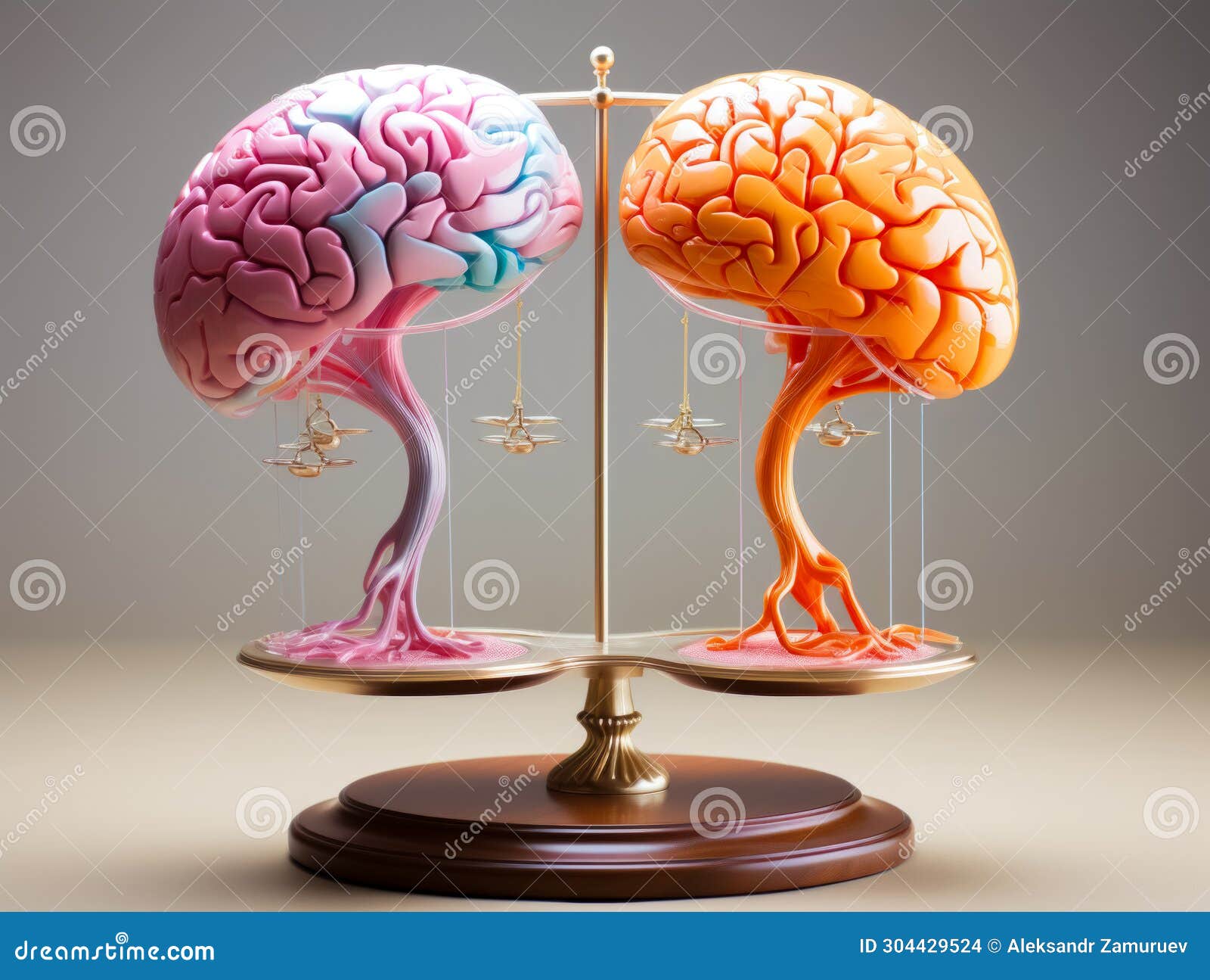 Illustration of Two Brain Shapes on Scales in Balance Stock Photo ...