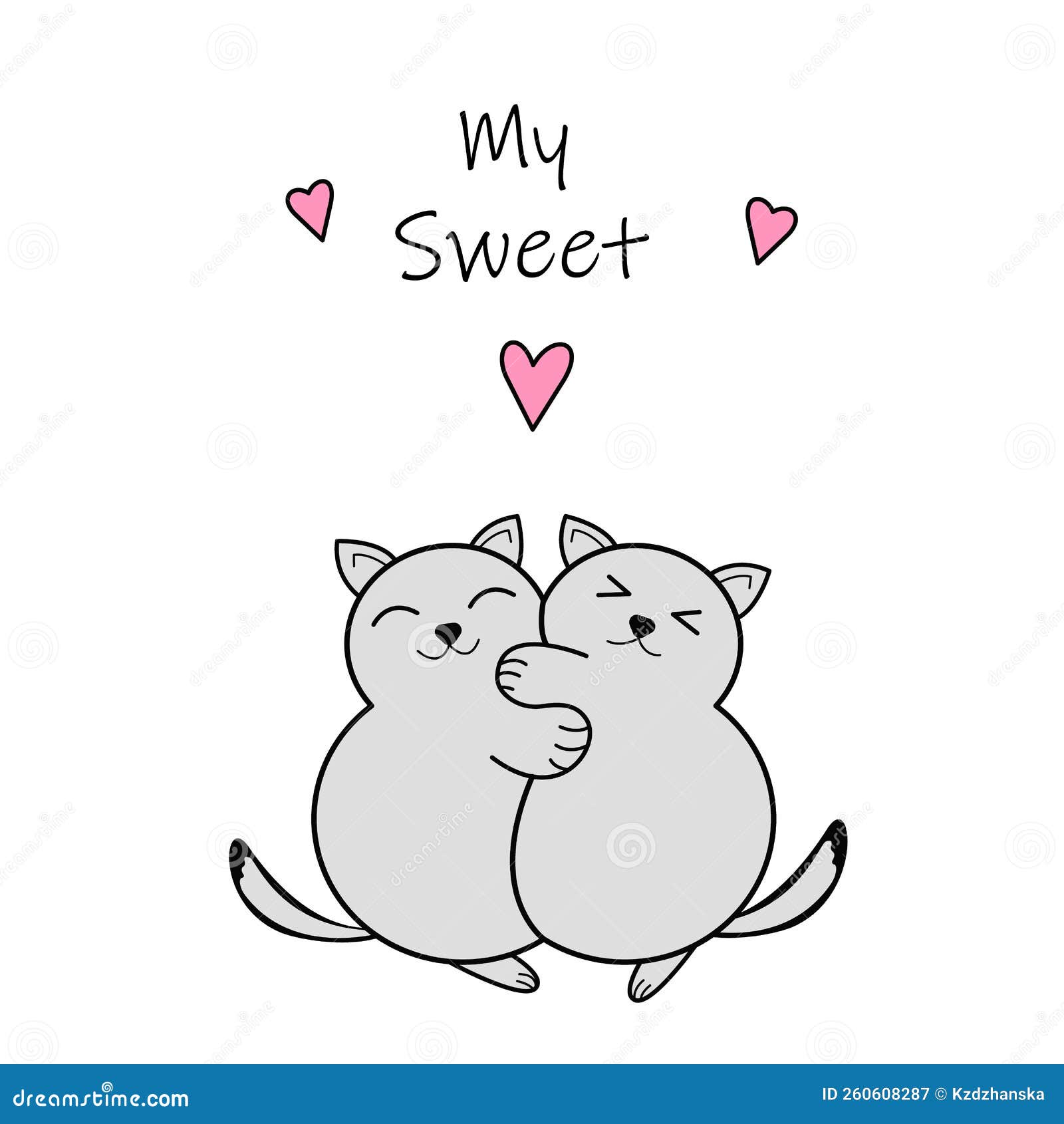 Illustration with Two Cats. Stock Illustration - Illustration of funny ...