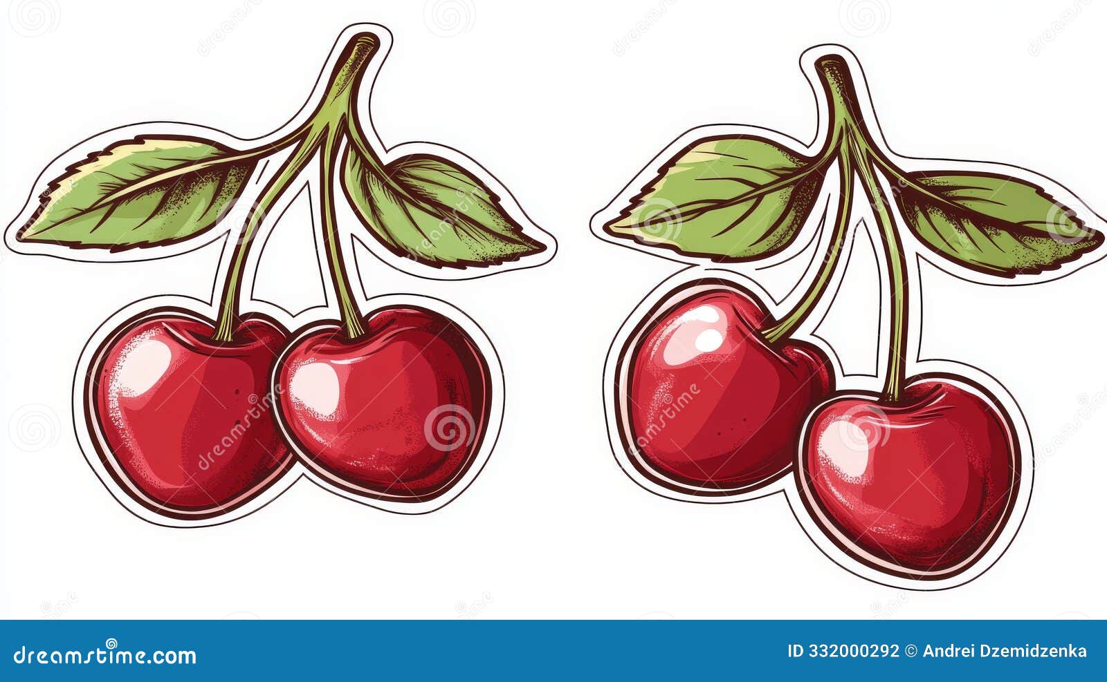 An Illustration of Two Cherry Flat Cartoons on a White Background ...