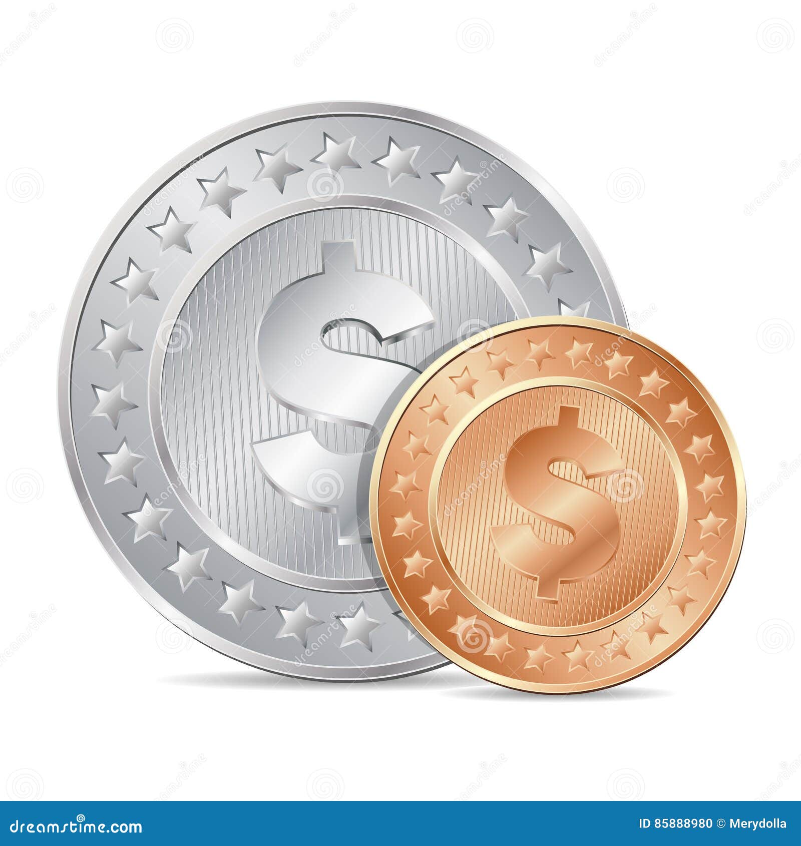 Illustration of Two Coins with Dollar Sign Stock Illustration ...