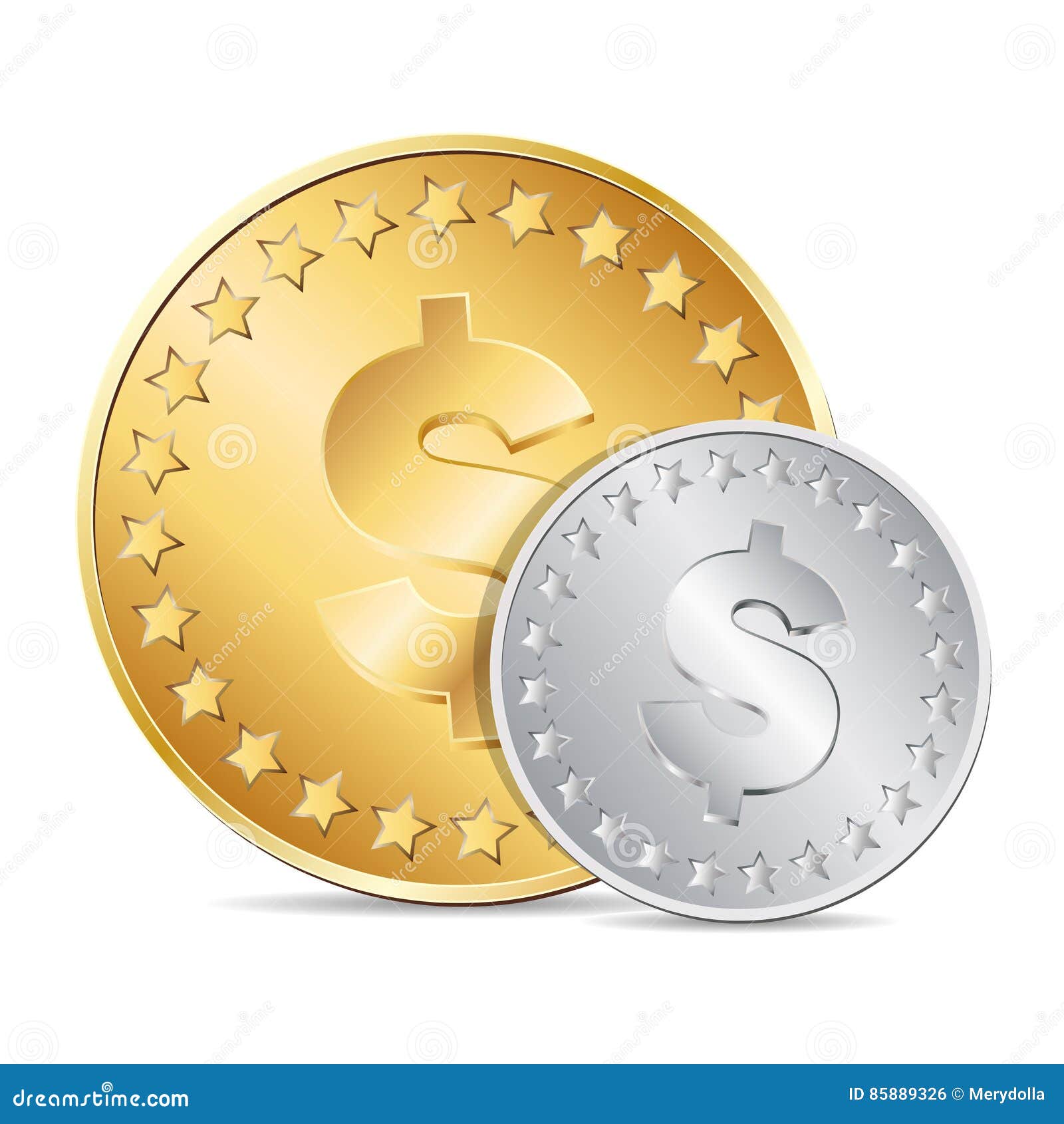 Illustration of Two Coins with Dollar Sign Stock Illustration ...