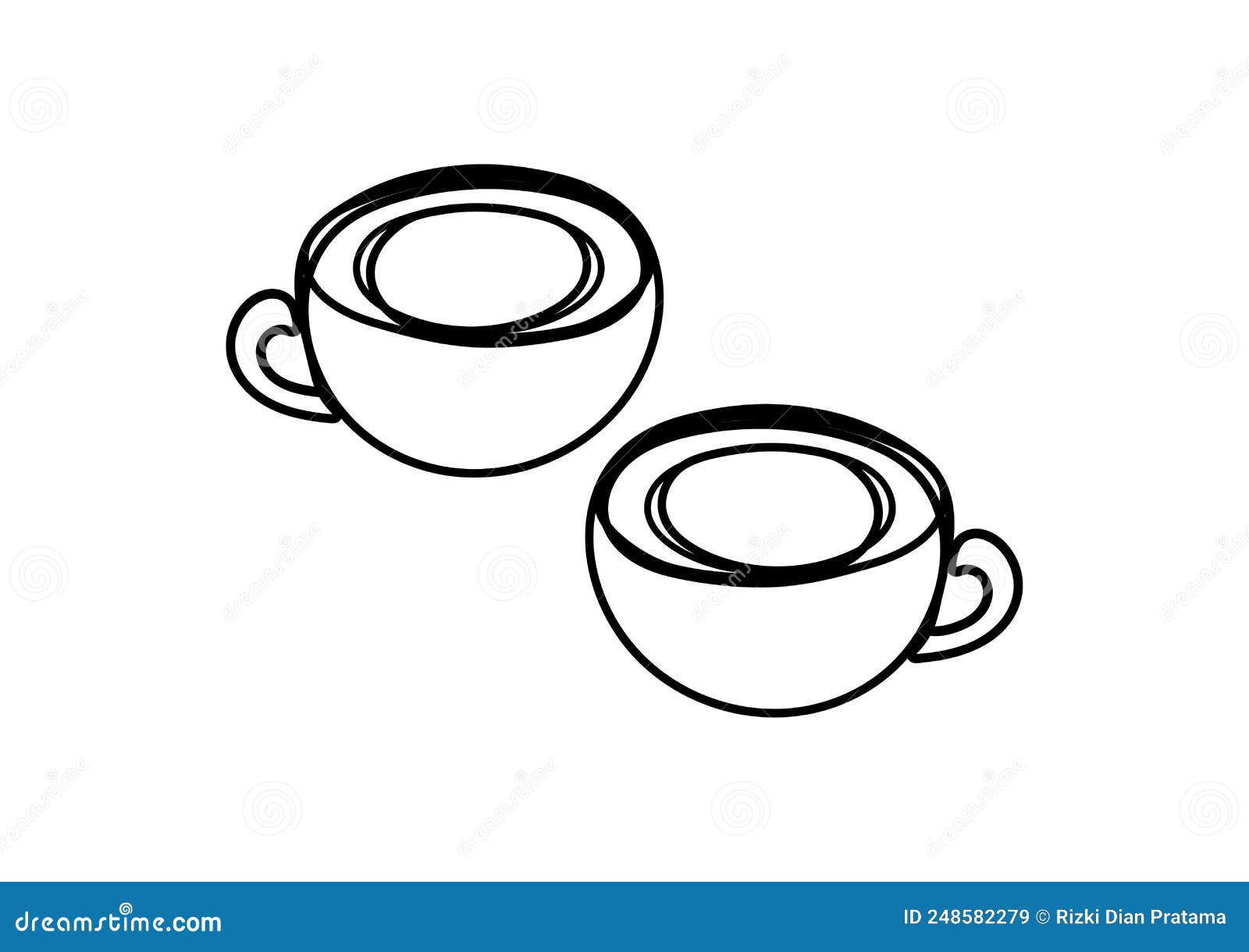 Illustration of Two Cups in One Line Art Style Stock Vector ...