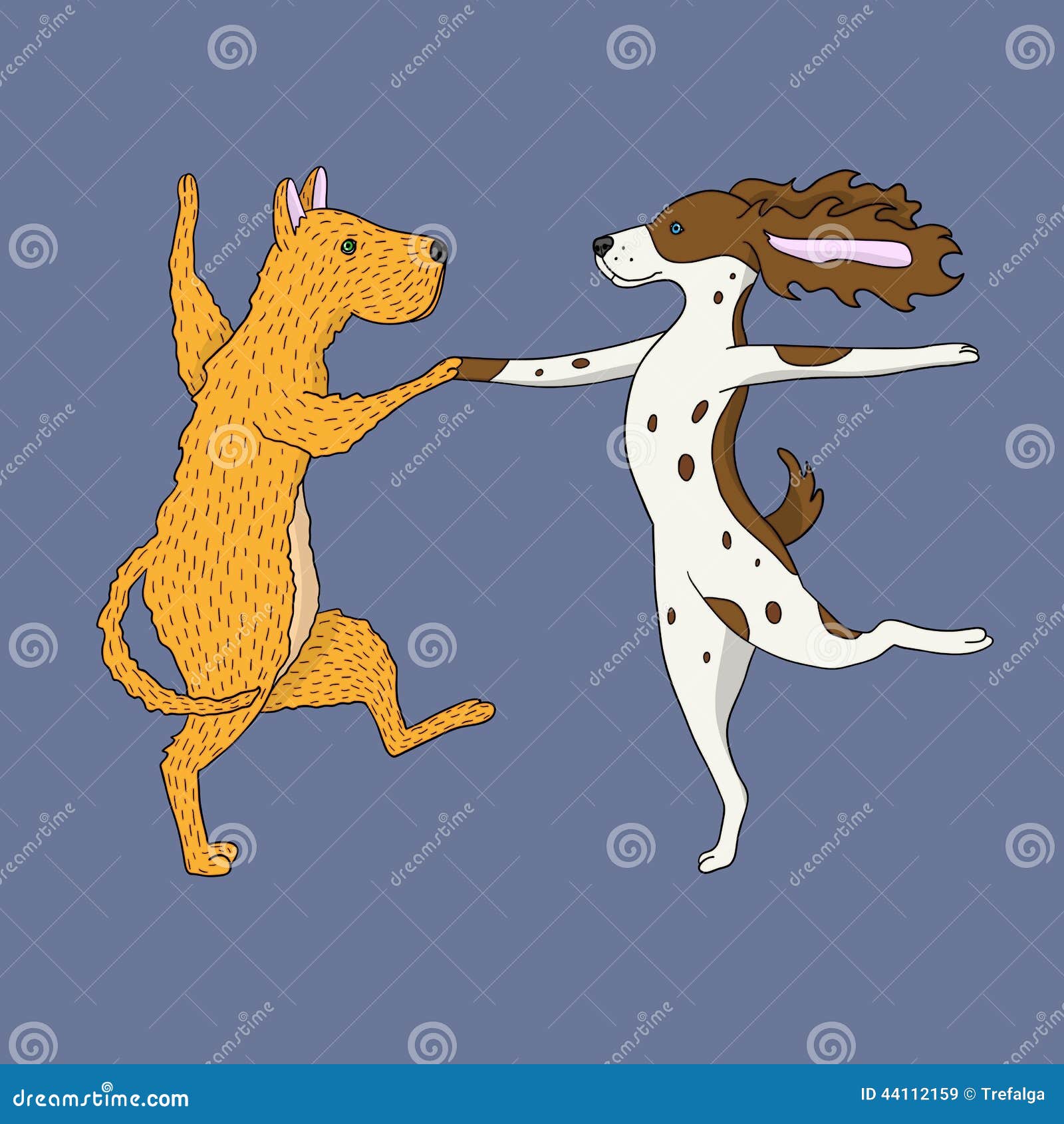 Illustration of Two Dancing Dogs Stock Vector - Illustration of hearts ...