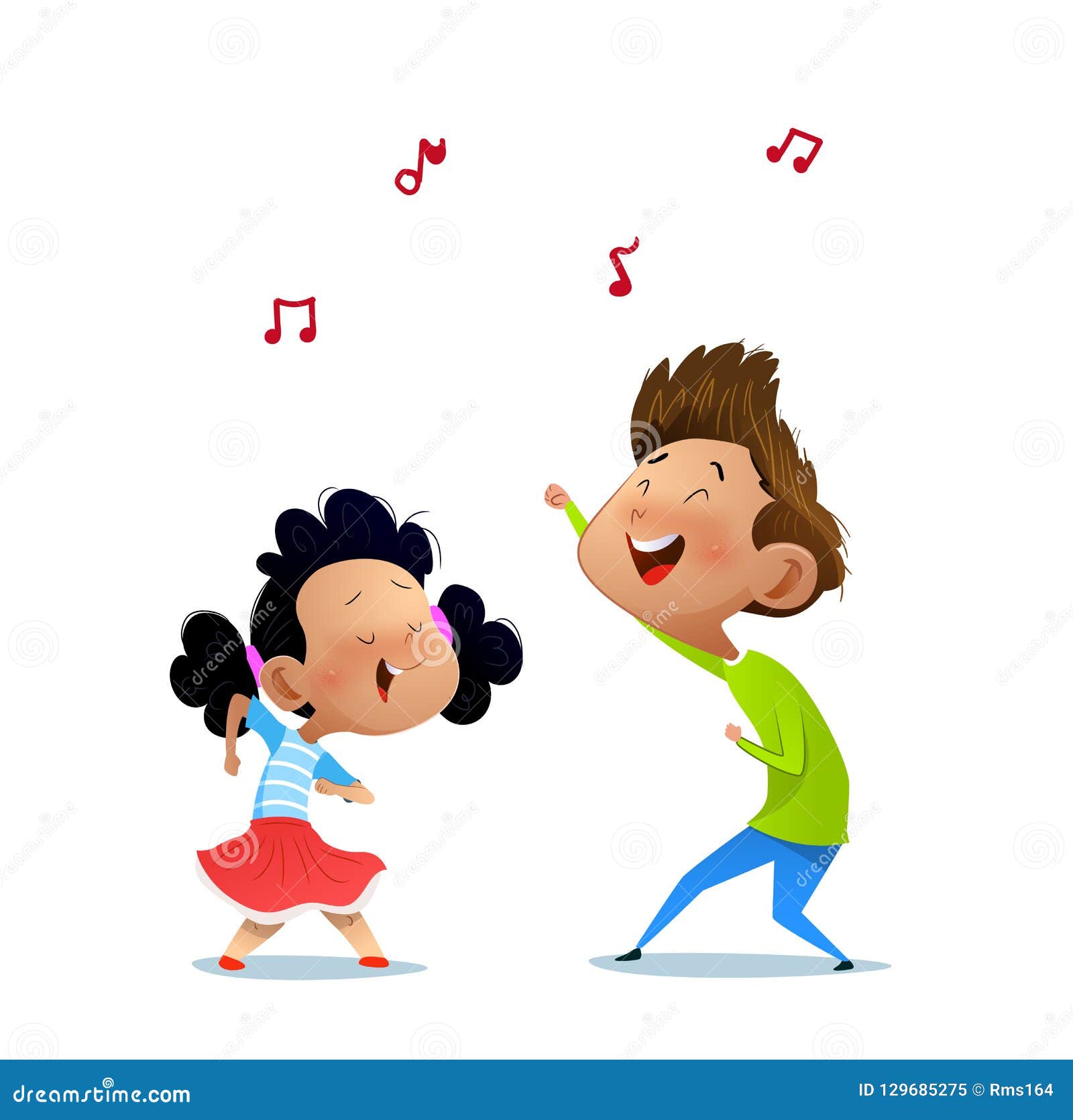 Illustration of Two Dancing Kids. Stock Vector - Illustration of jive ...