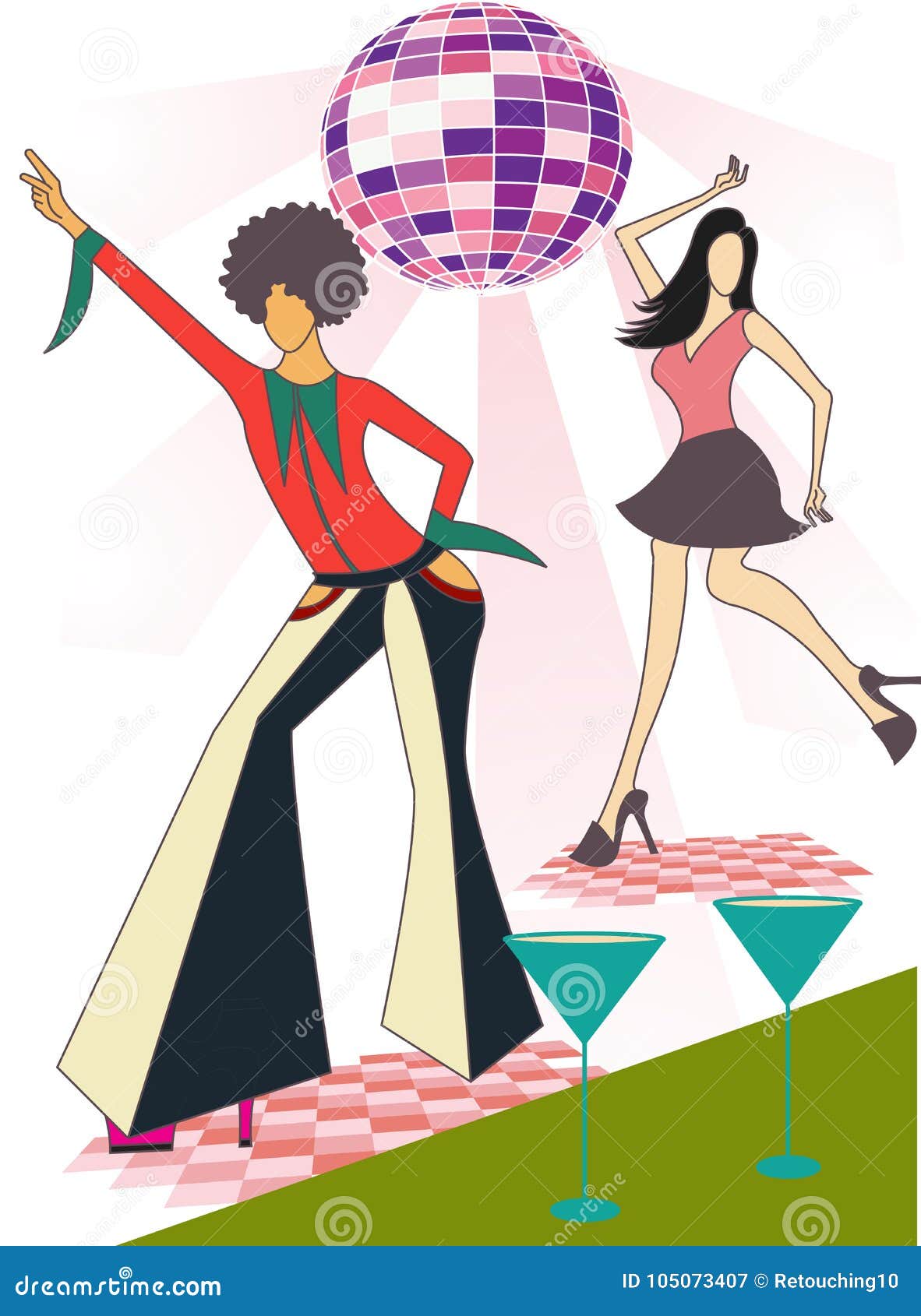 Illustration of Two Disco Dancers Stock Vector - Illustration of ...