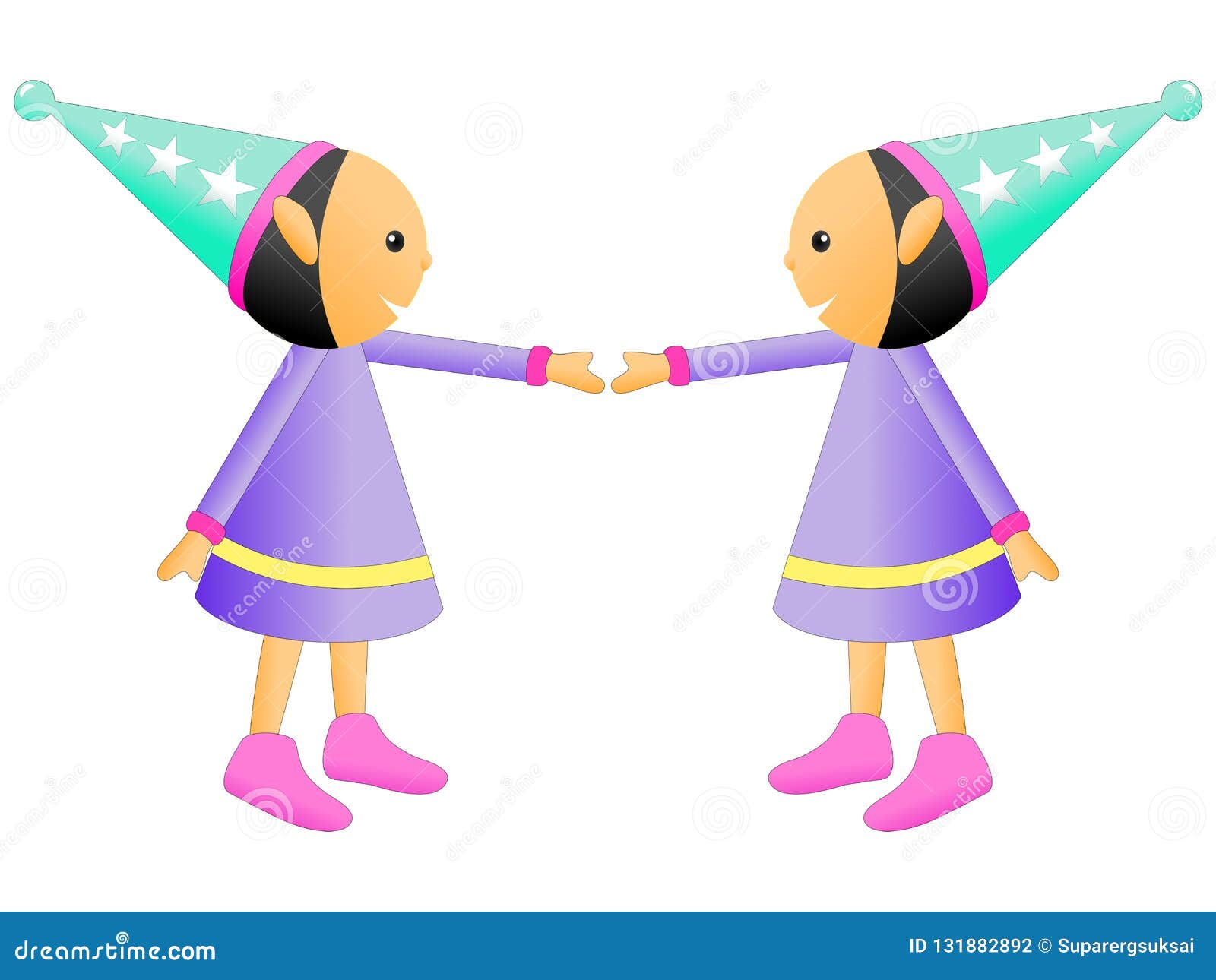 Illustration of Dolls Smiling at Each Other on White Background Stock ...