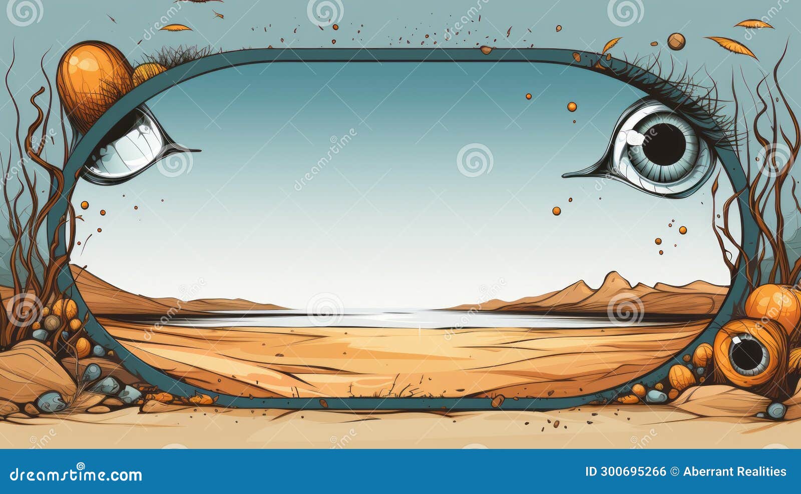 An Illustration of Two Eyes Looking Out of a Round Frame Stock ...