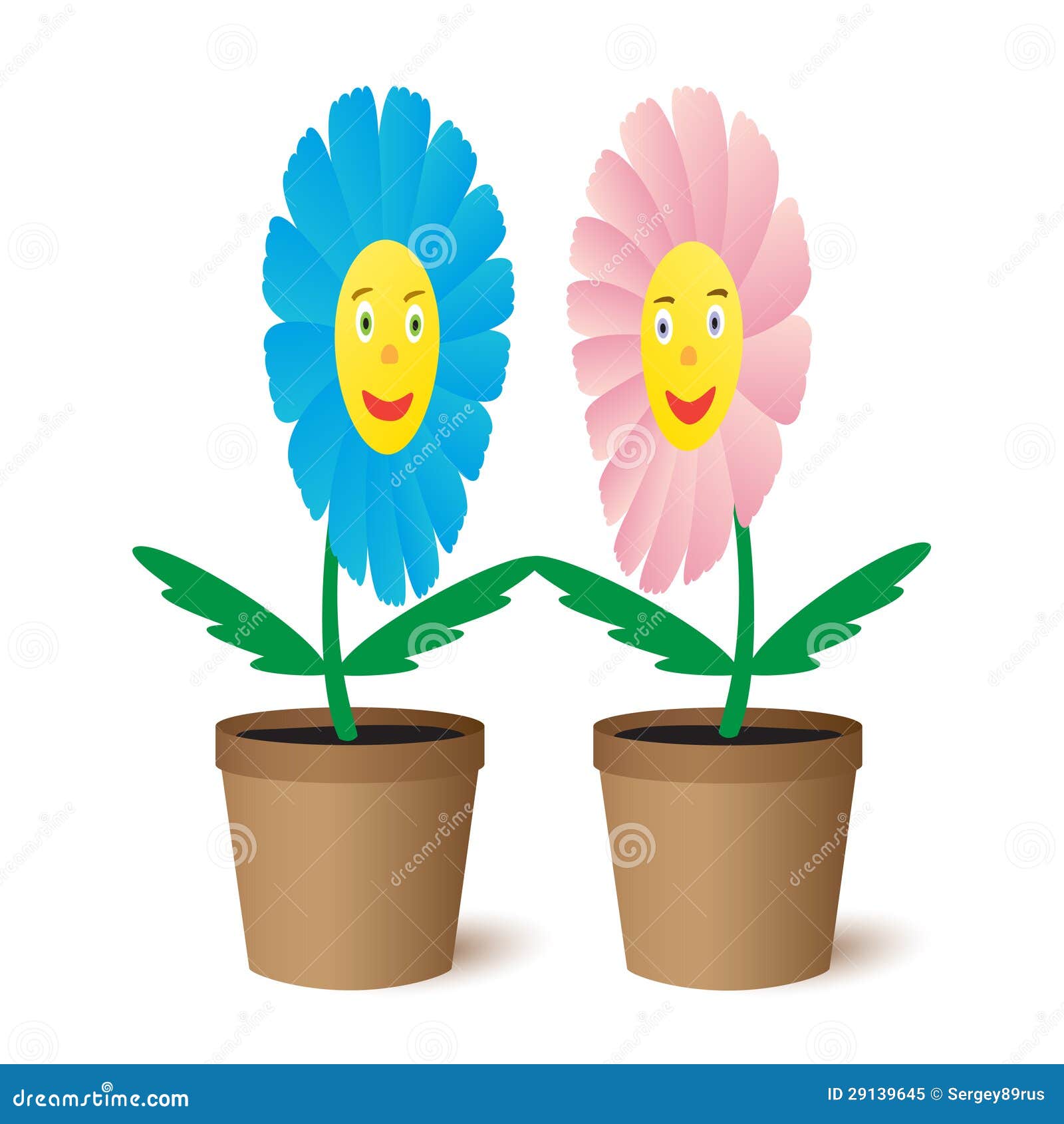 Illustration two flowers. stock vector. Illustration of cartoon - 29139645