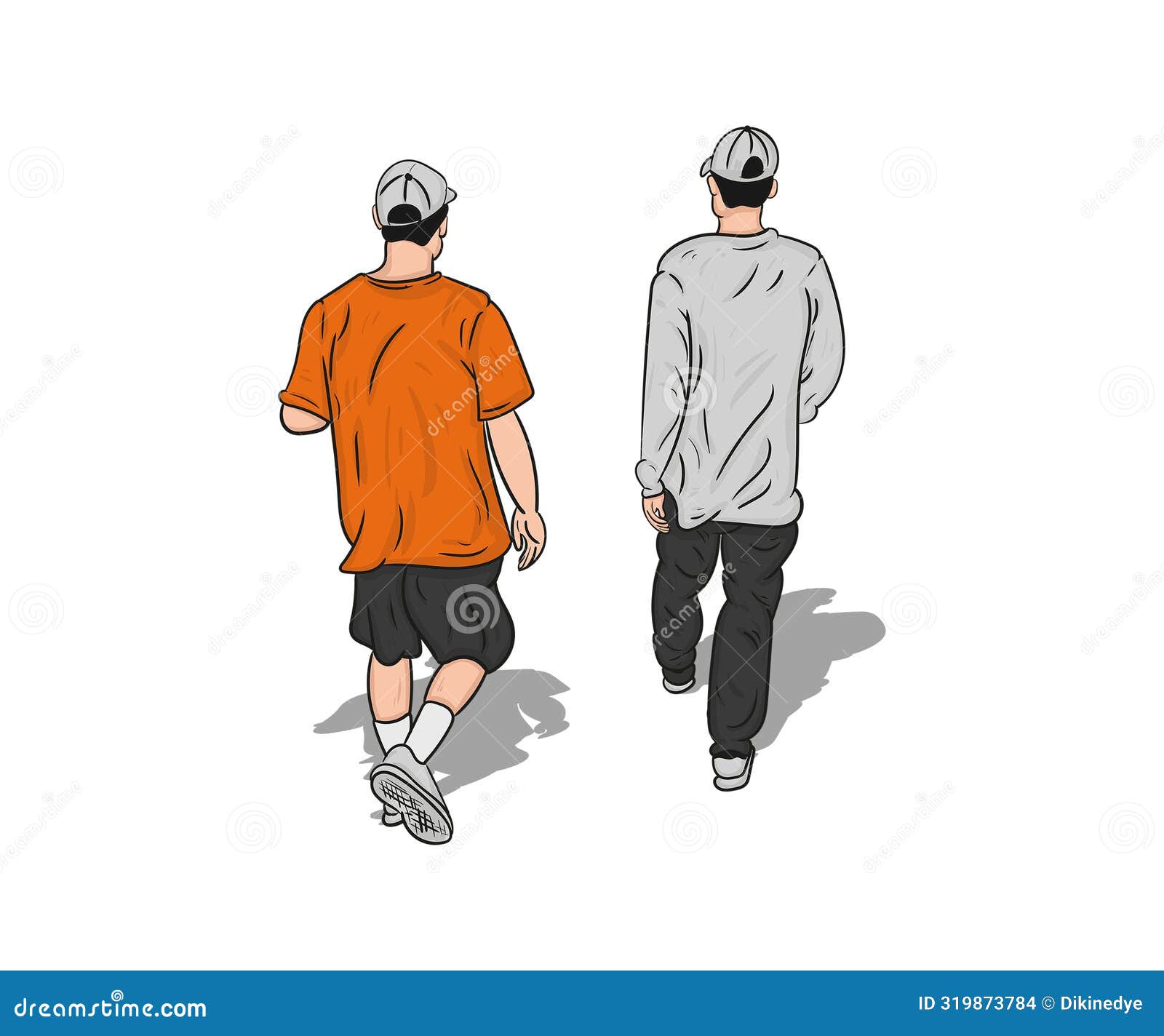 Illustration of Two Friendly Men Walking Together Stock Illustration ...