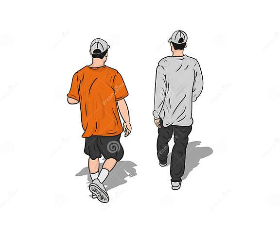 Illustration of Two Friendly Men Walking Together Stock Illustration ...