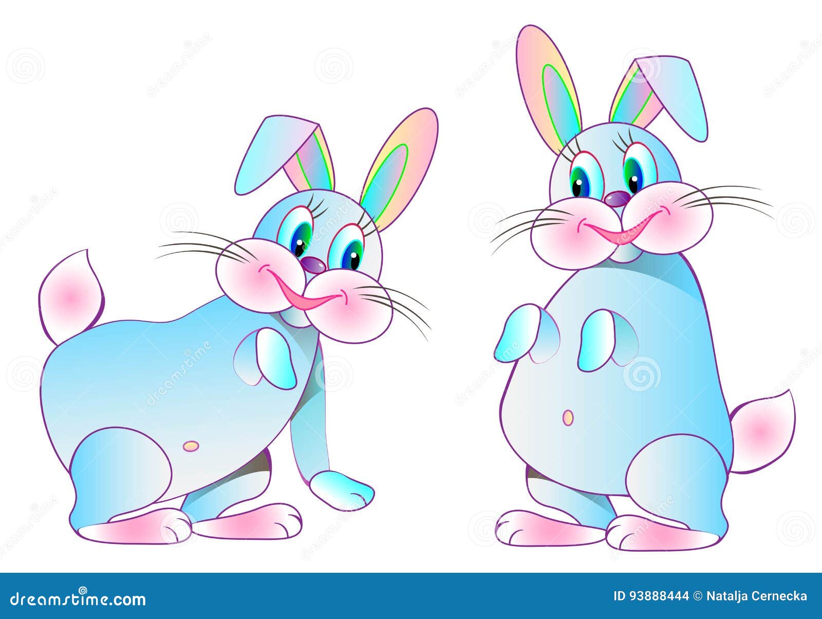 Illustration of Two Funny Rabbits Playing, Vector Cartoon Image. Stock ...