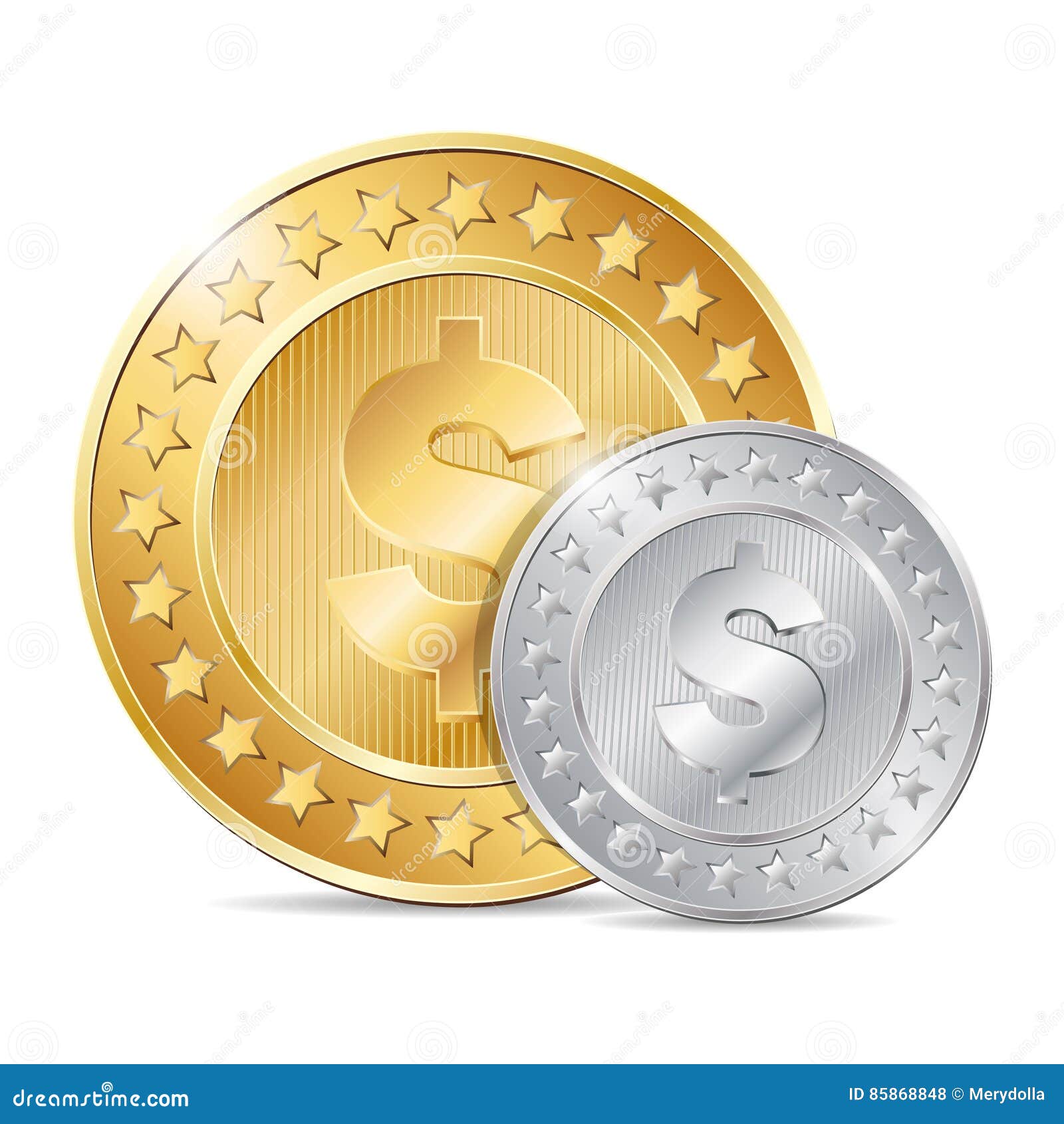 Illustration of Two Gold and Silver Coins Stock Illustration ...