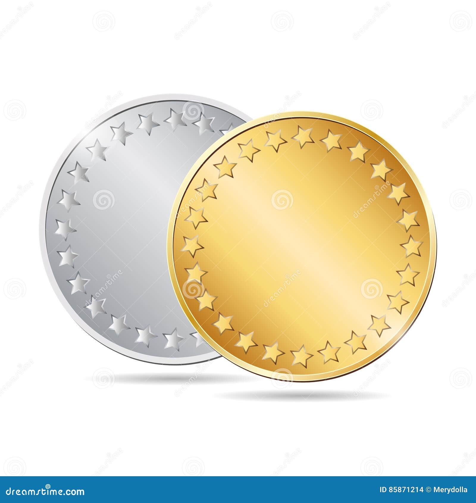 Illustration of Two Golden and Silver Blank Coins Stock Illustration ...