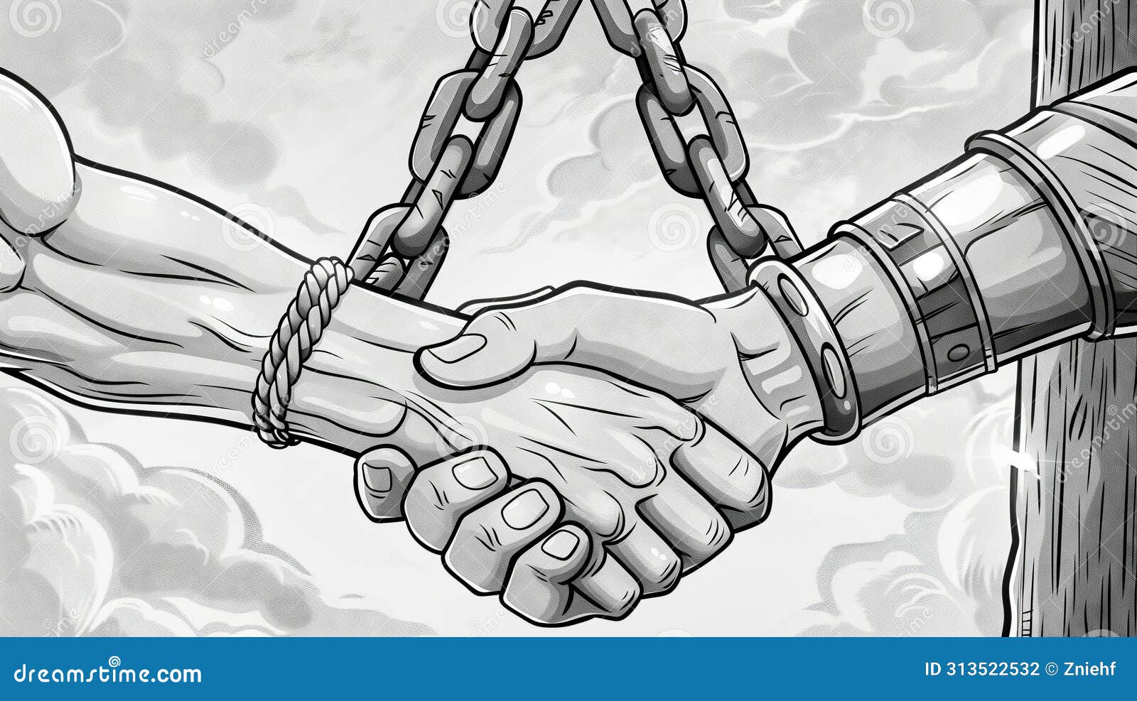 Handshake of Solidarity - Unity Stronger Than Chains Stock Illustration ...