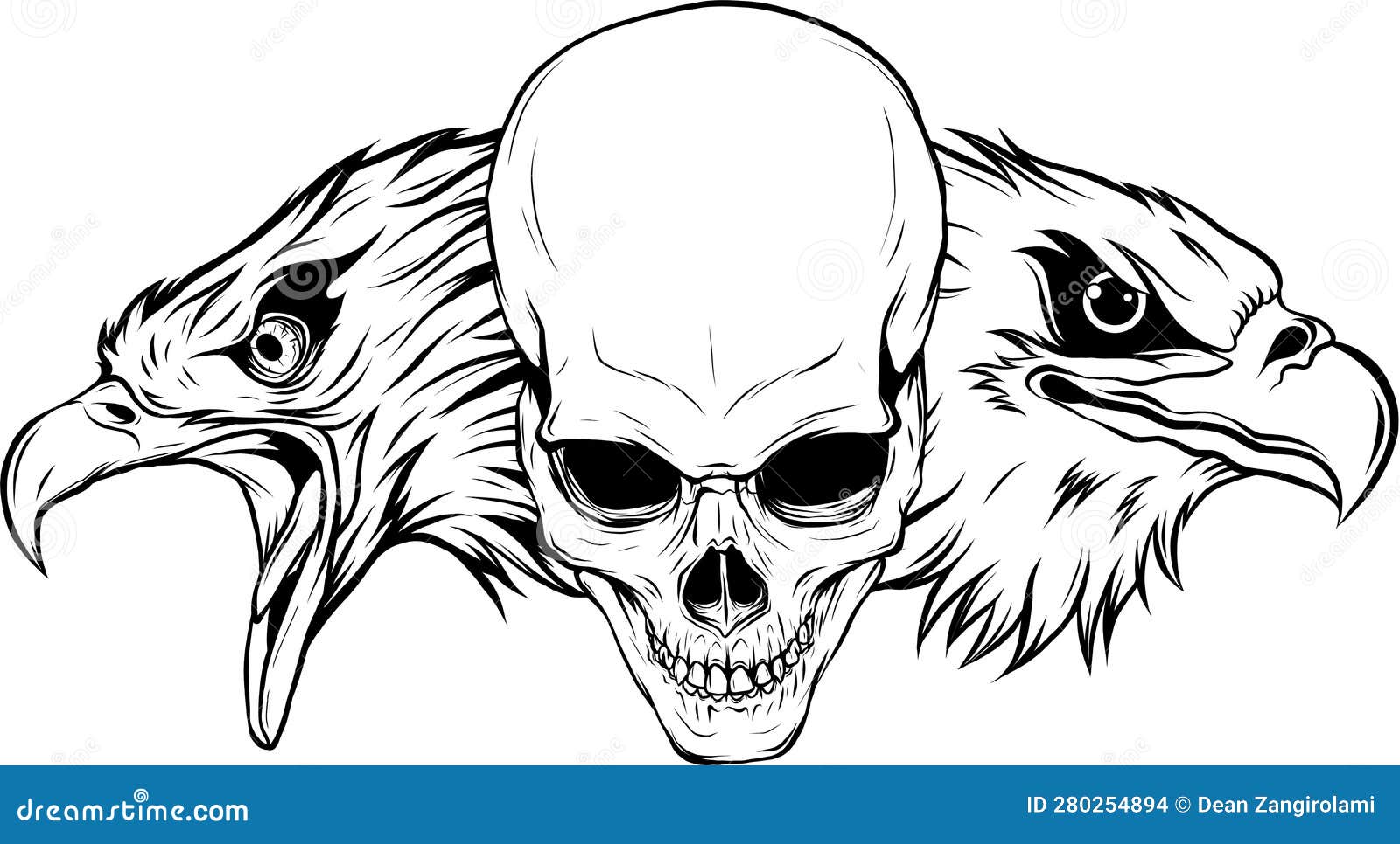 Vector Illustration of Two Head Eagle with Skull Stock Vector ...
