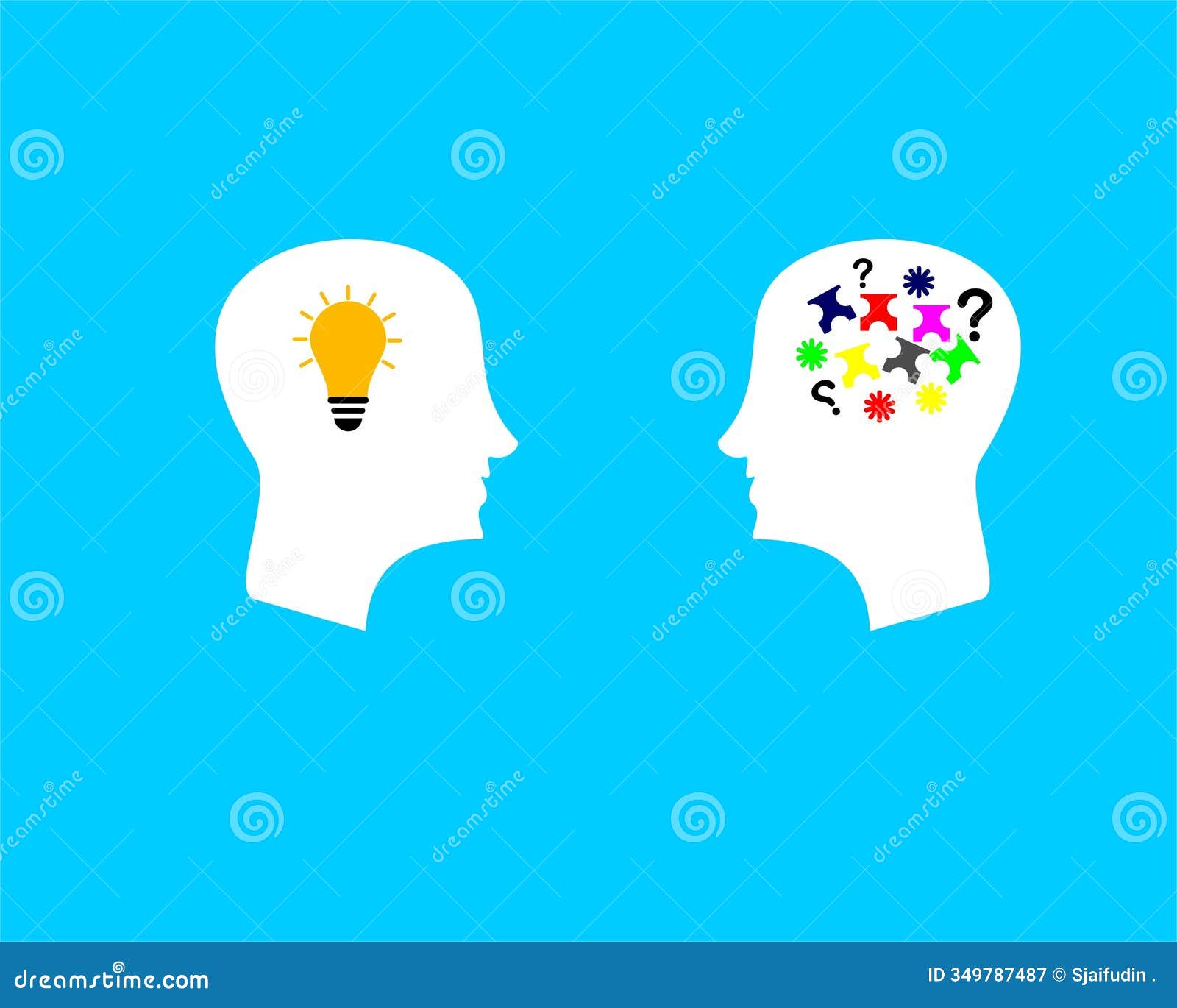 Illustration of Two Heads Representing Creativity Stock Vector ...