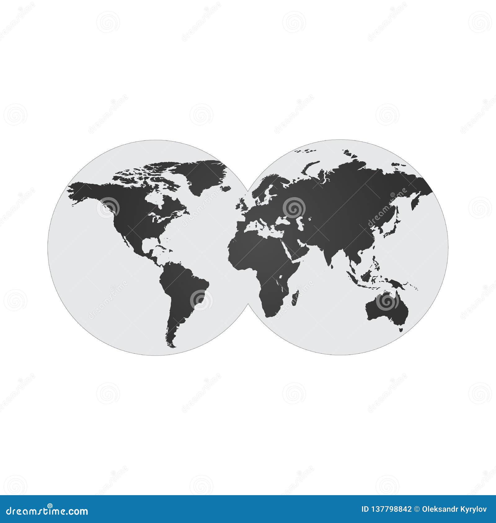 Illustration with Two Hemispheres, Globe World Map on Two Circles ... Illustration with Two Hemispheres, Globe World Map on Two Circles ...
