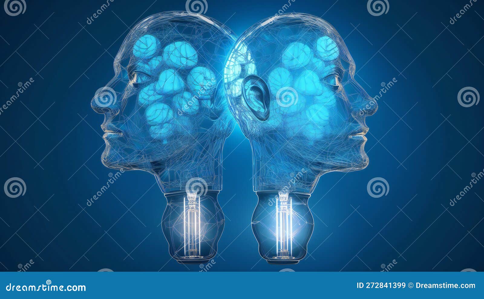 Two Human Heads, Digital Illustration Artwork, People, Expressions ...