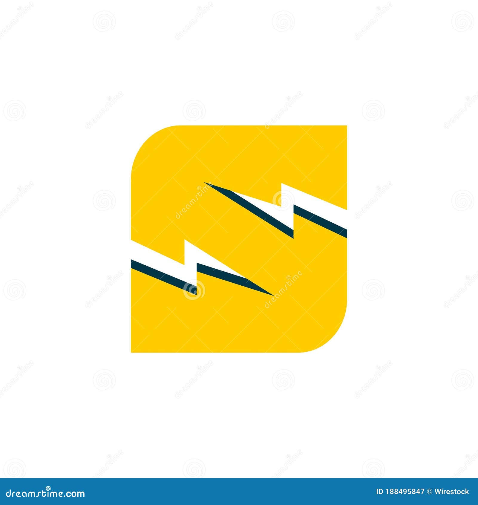 Illustration of Two Lightning Bolts on a Yellow Square, Isolated on a ...