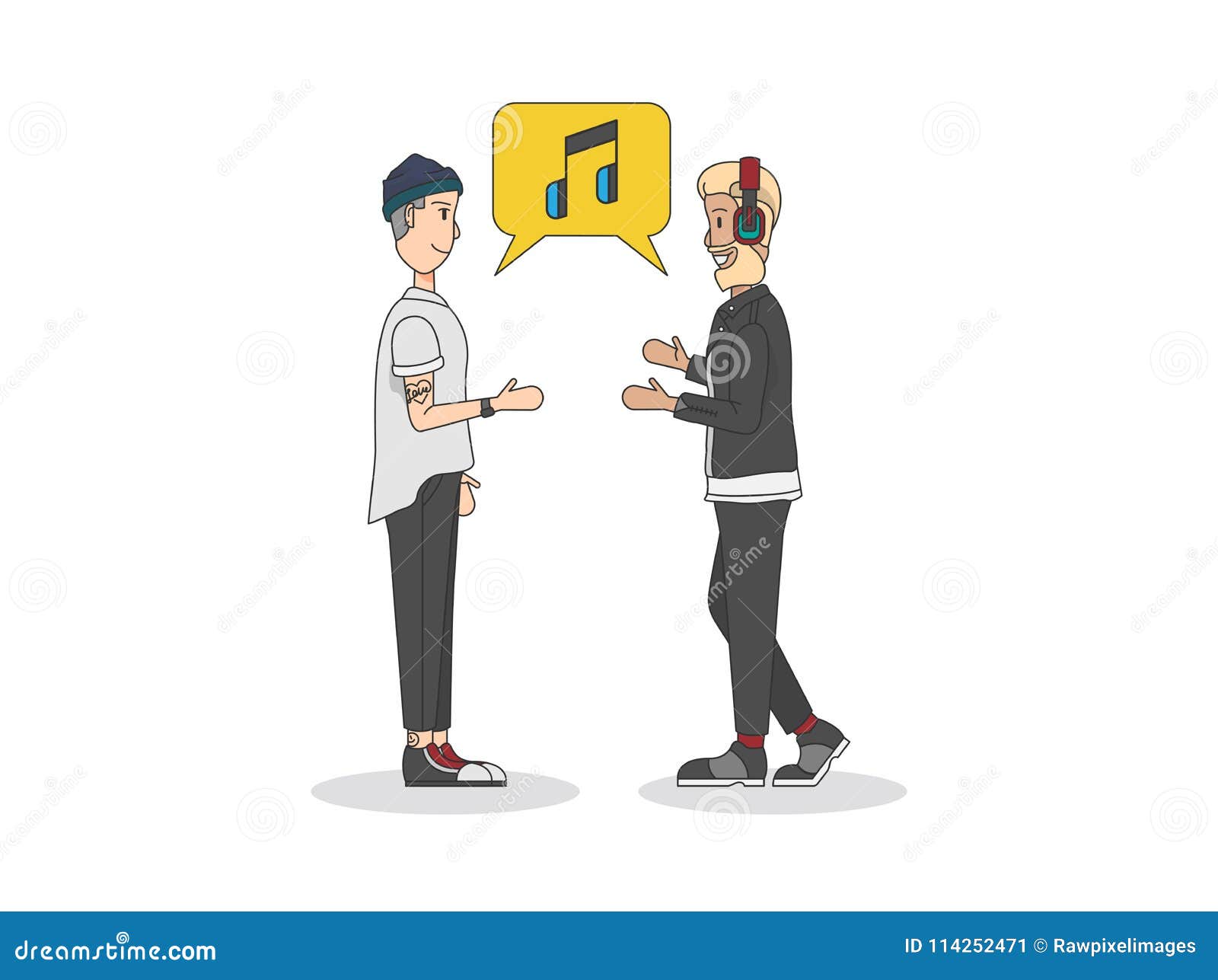 Illustration of Two Men Talking about Music Stock Illustration ...