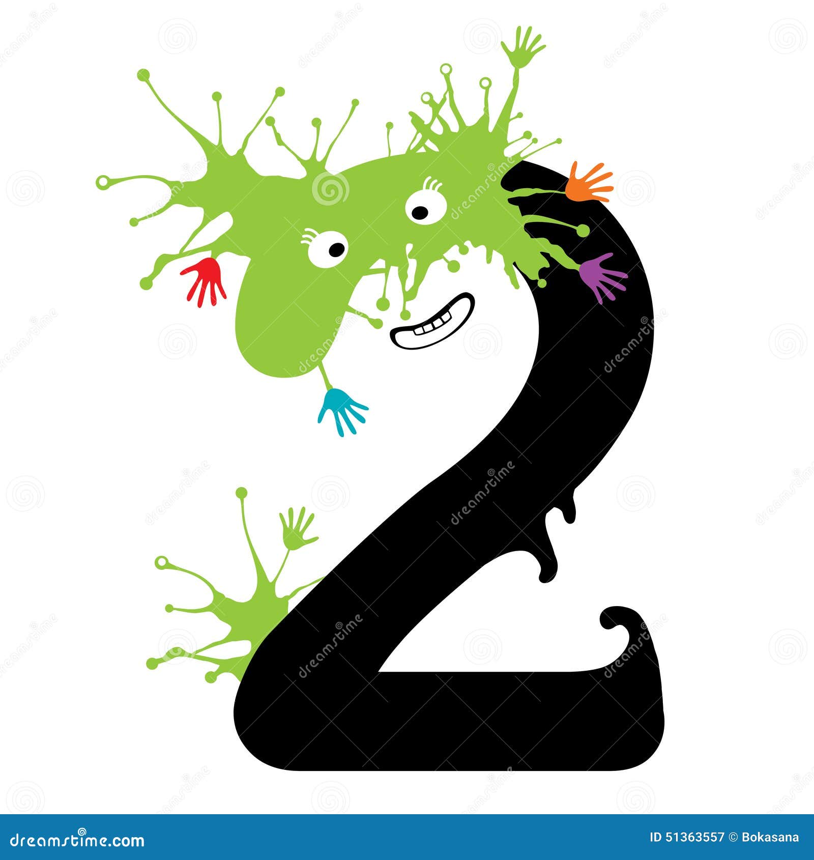 Illustration of Two Number with Monster. Design Numbers Set. Stock ...