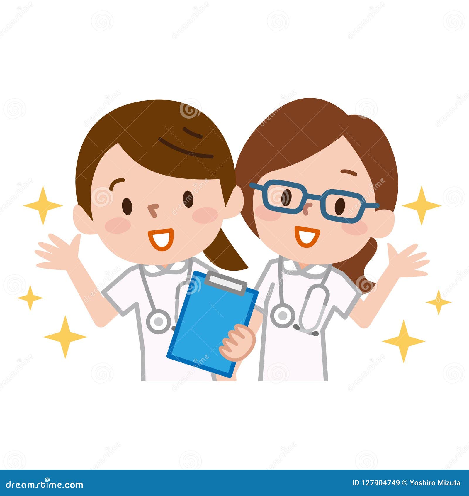 Illustration of two nurses stock vector. Illustration of cute - 127904749