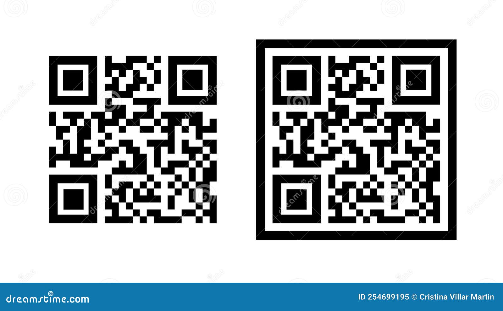 Illustration of Two QR Code Icons, Framed and Unframed. Stock Vector ...