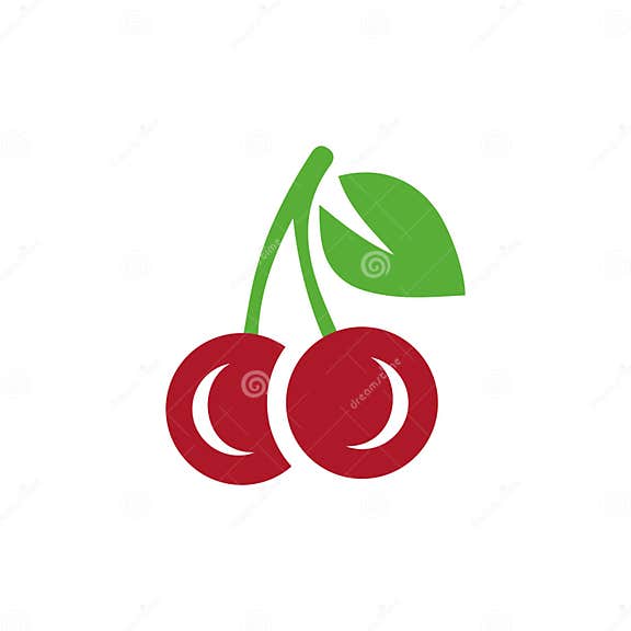 Illustration of Two Red Cherries, Cherry Vector Icon Stock Vector ...