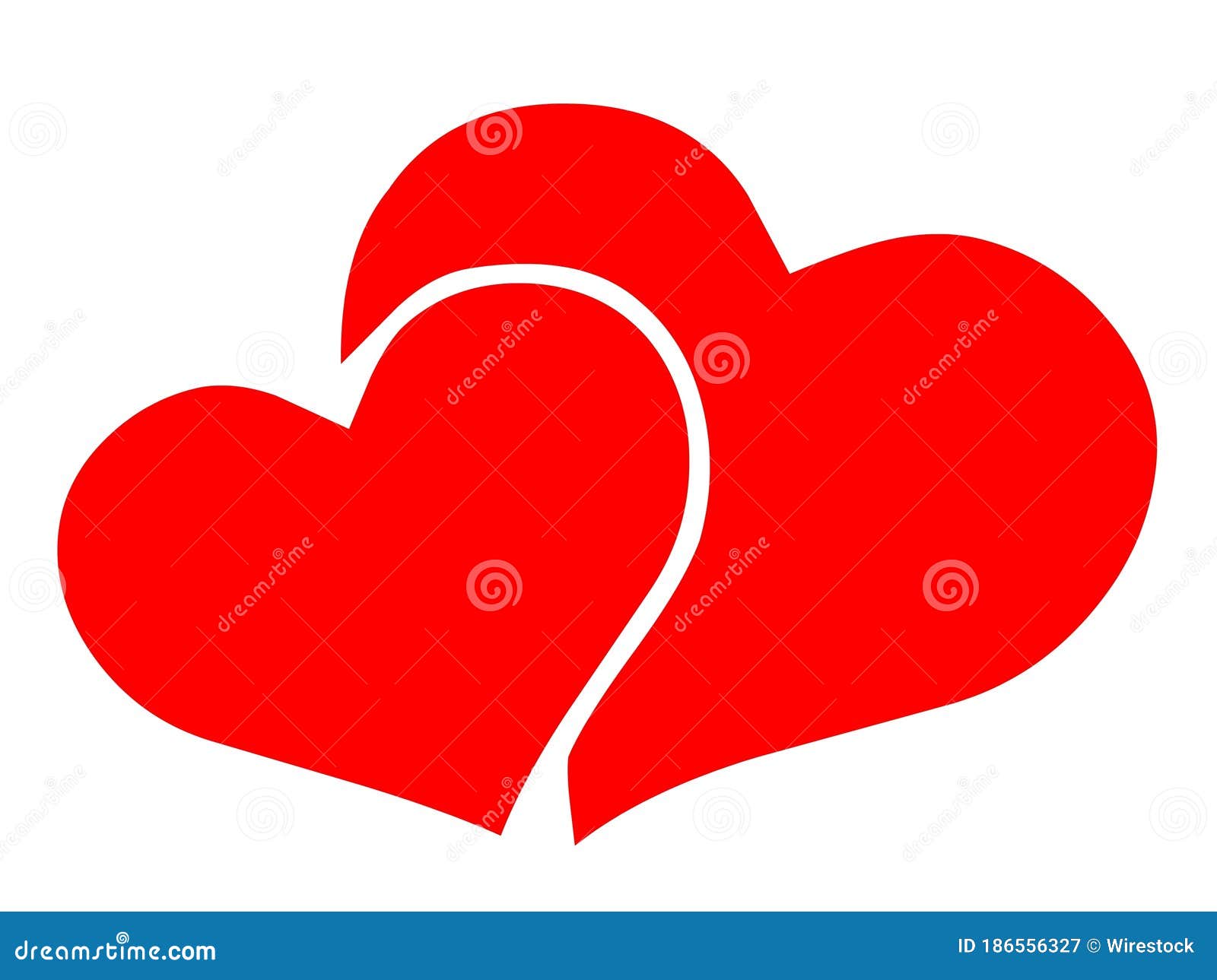 Illustration of Two Red Hearts Isolated on the White Background Stock ...