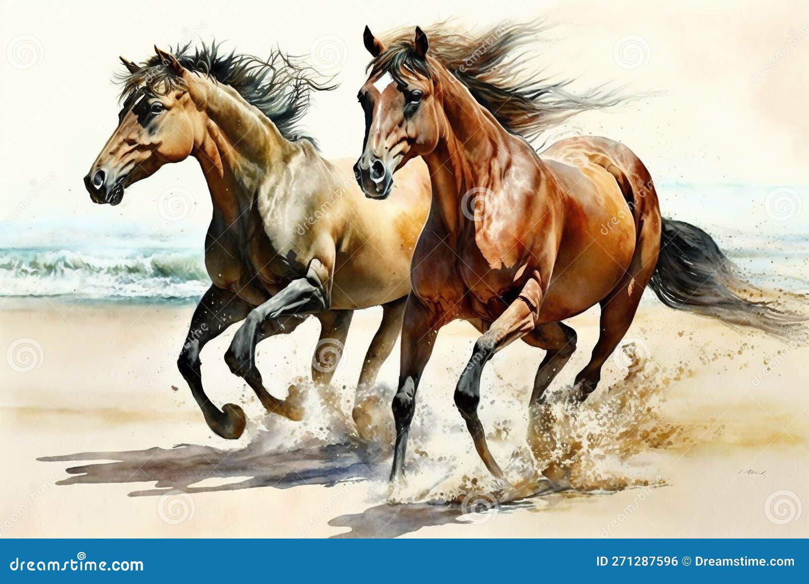 Illustration of Two Running Horses Stock Illustration - Illustration of ...