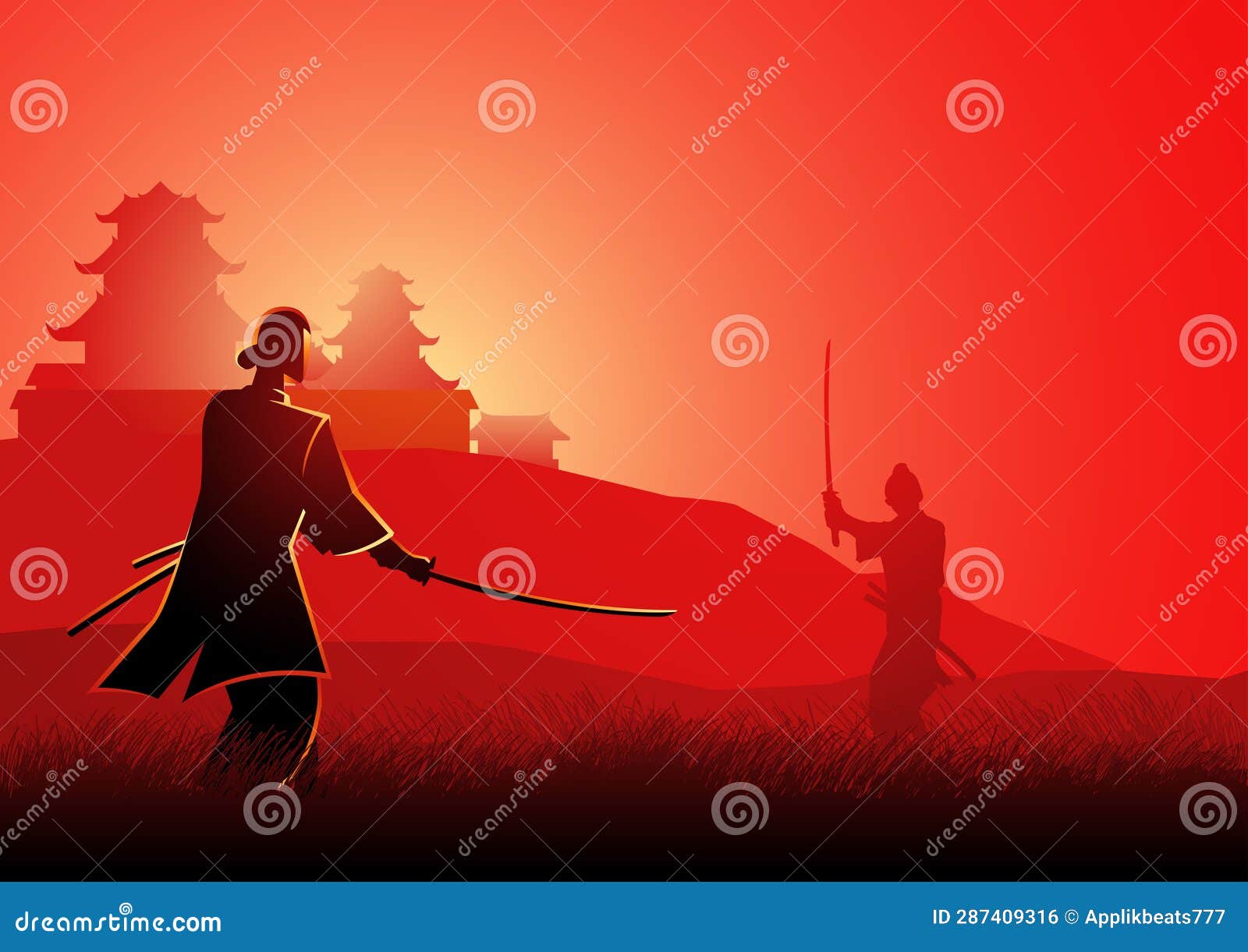 Samurai Duel stock vector. Illustration of competition - 287409316