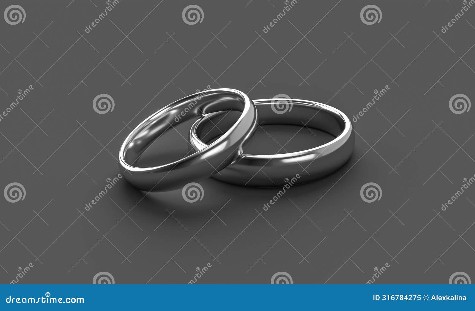 Illustration of Two Silver Wedding Rings on Darkbackground. Love ...