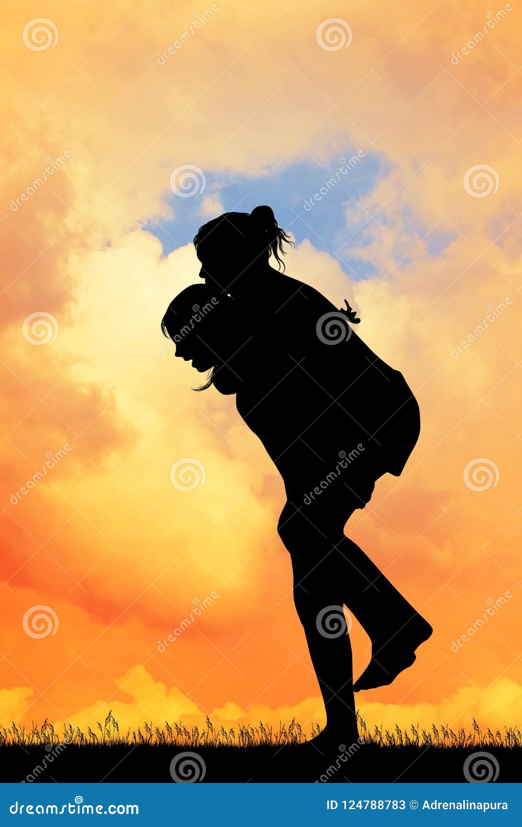 Two sisters at sunset stock illustration. Illustration of sunset ...