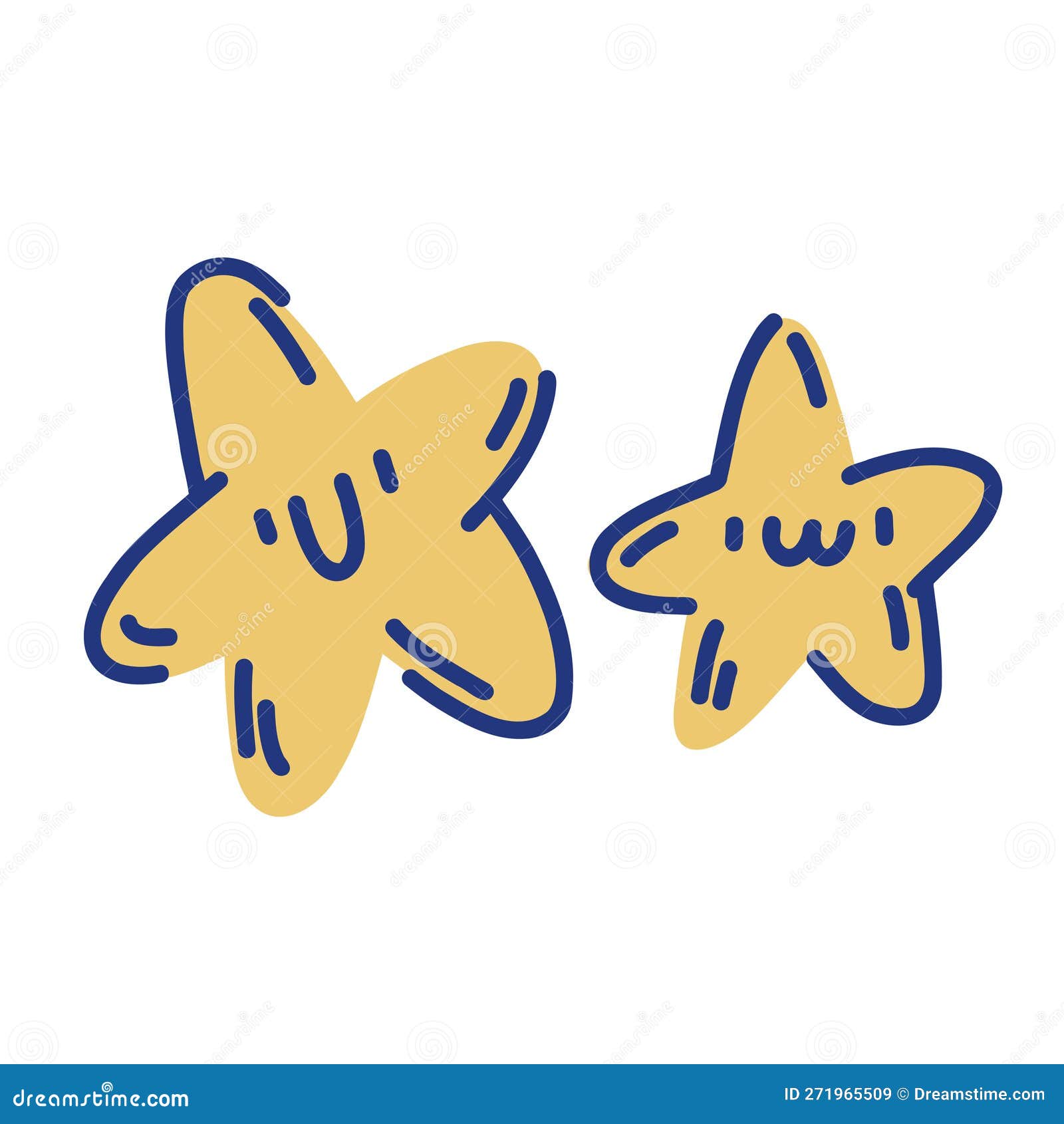 Illustration of Two Smiling Five-pointed Stars with Line Strokes on the ...