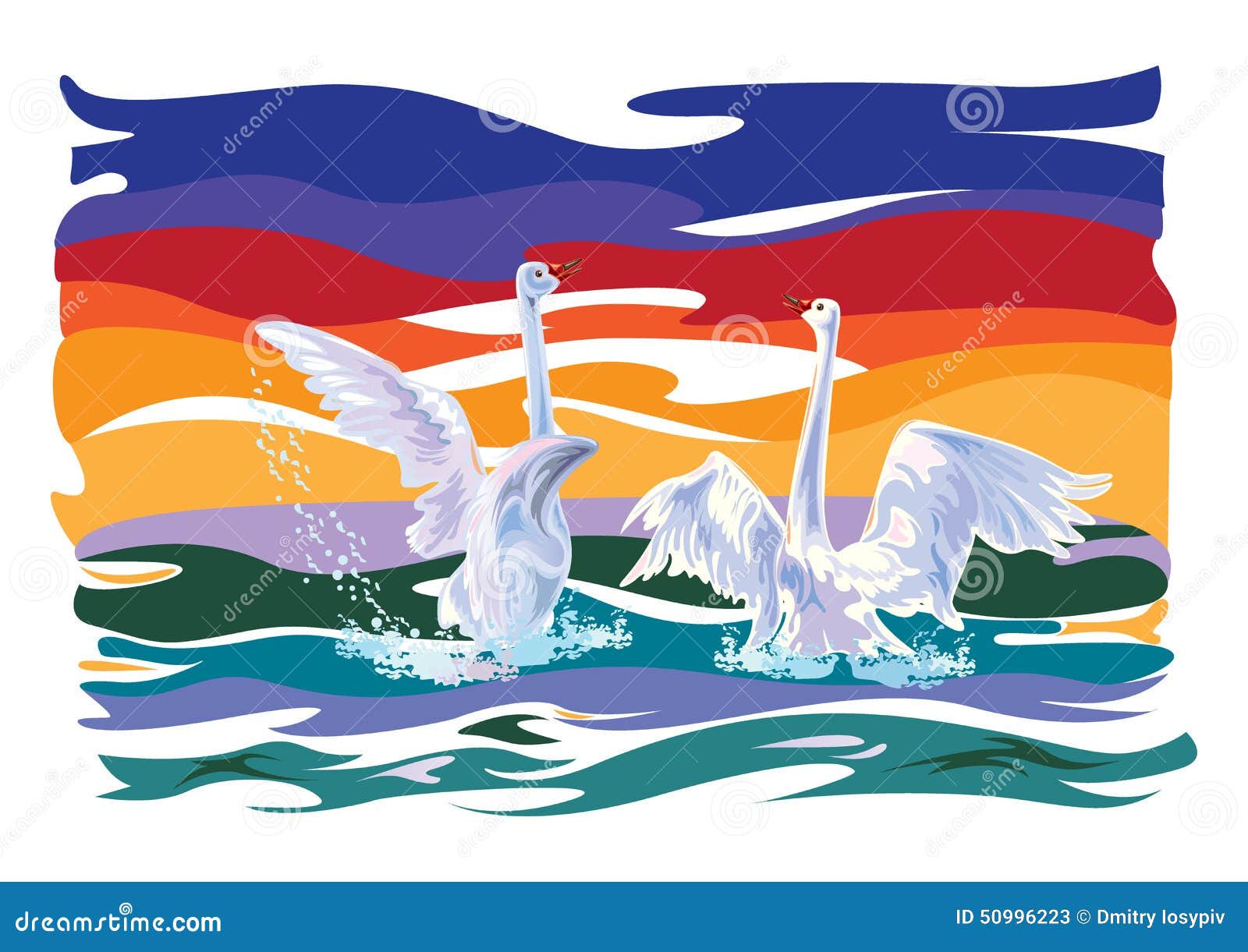 An Illustration with Two Swans Stock Vector - Illustration of graphic ...